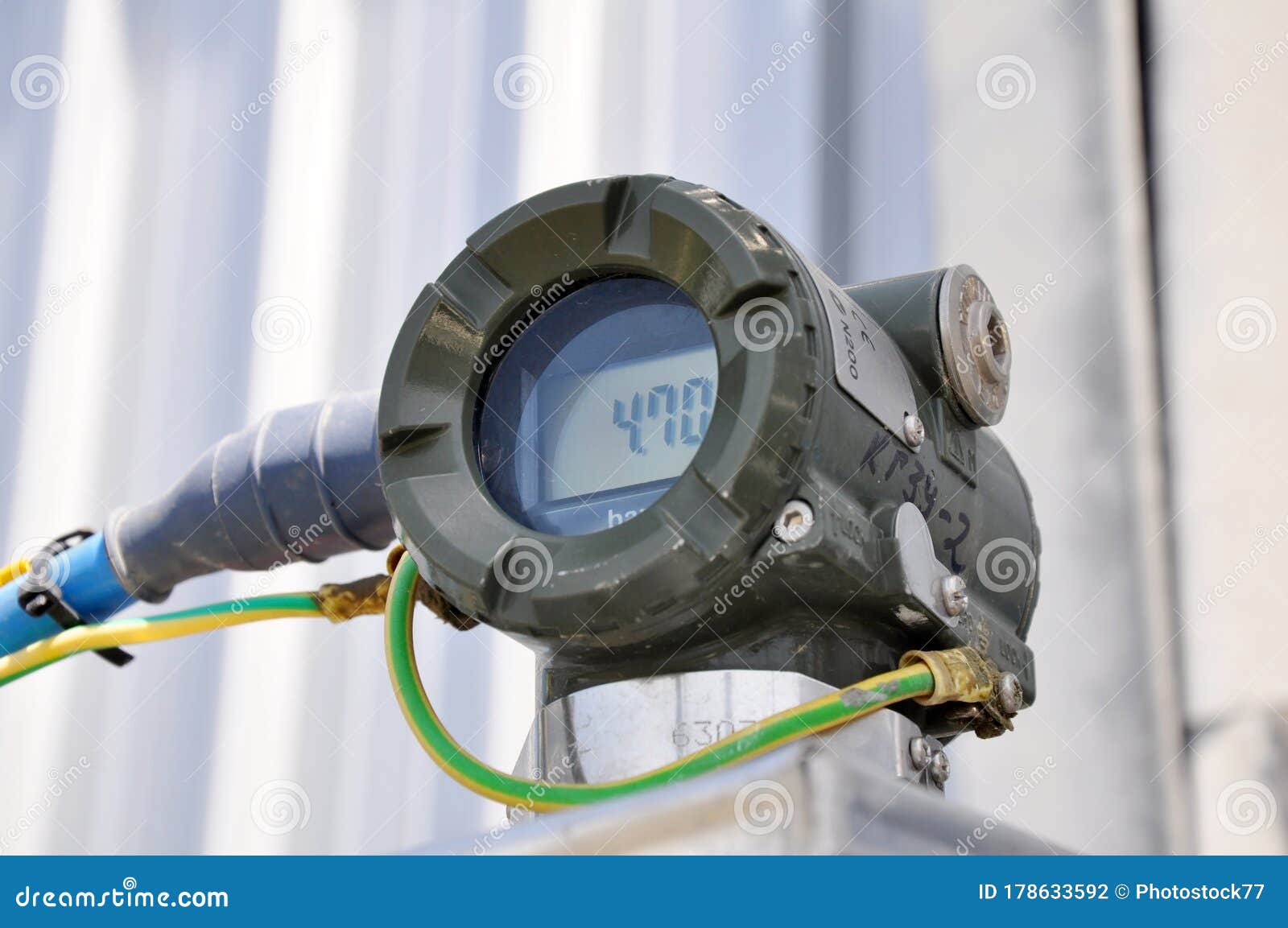 The Pressure Transmitter Installed on Process Equipment Stock Photo ...