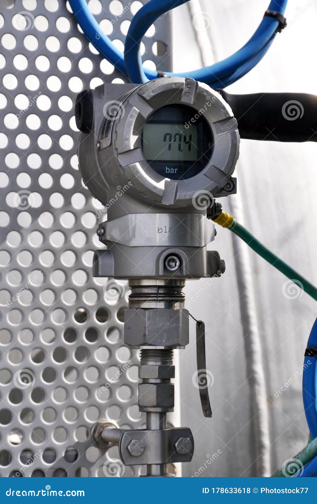 The Pressure Transmitter Installed on Process Equipment Stock Photo ...
