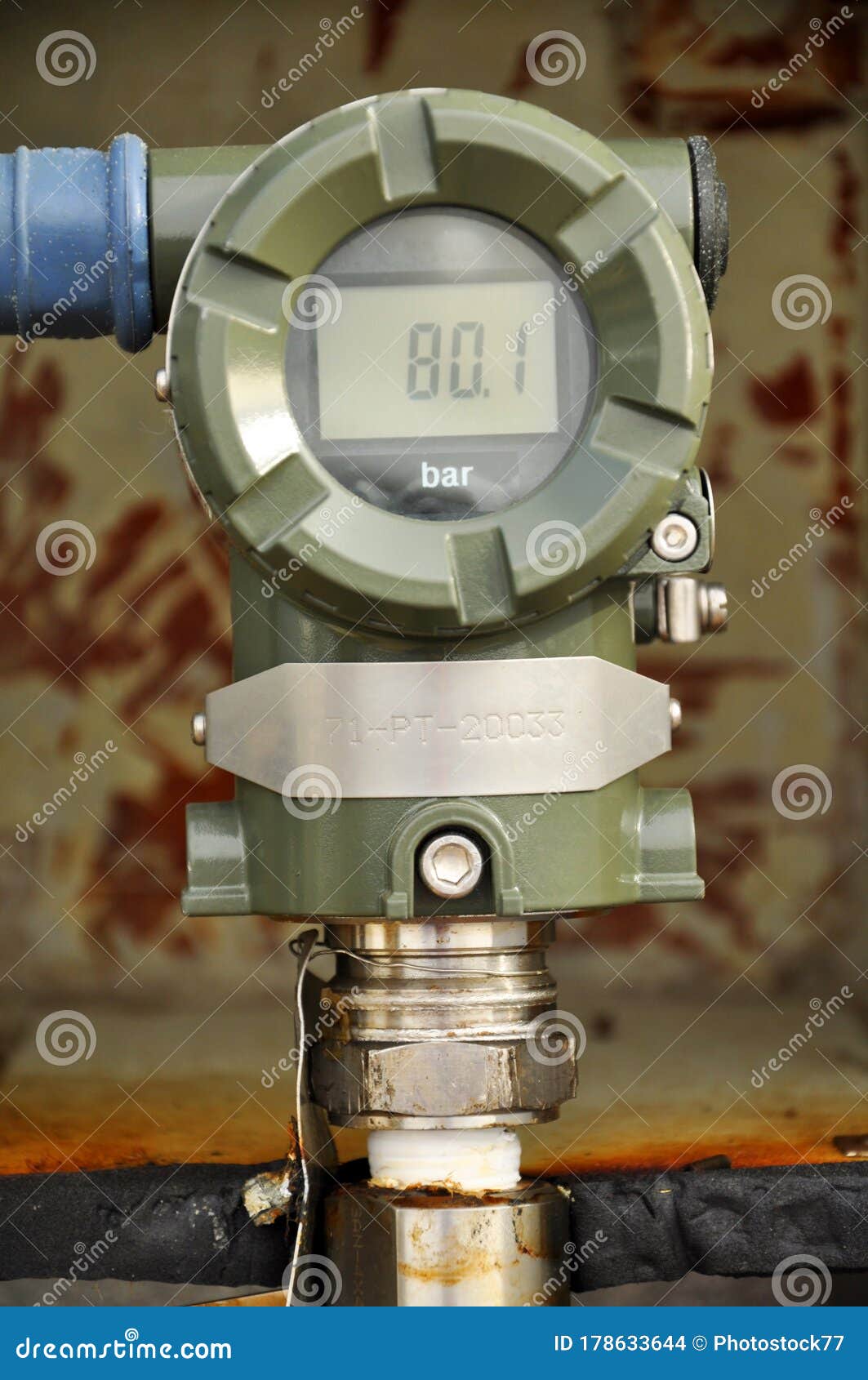 The Pressure Transmitter Installed on Process Equipment Stock Photo ...
