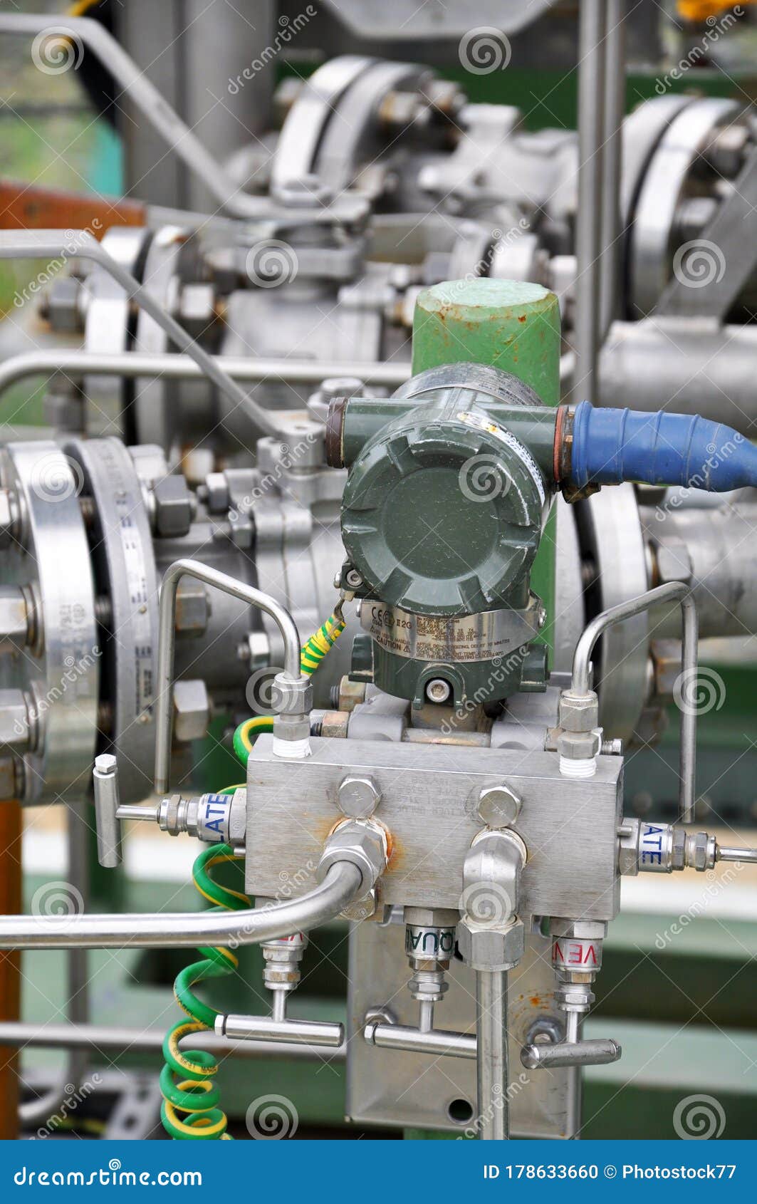 The Pressure Transmitter Installed on Process Equipment Stock Photo ...