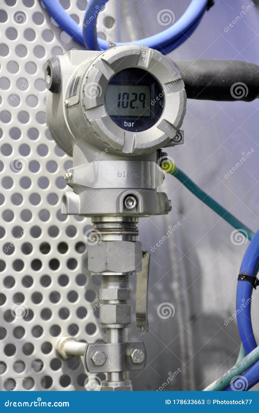 The Pressure Transmitter Installed on Process Equipment Stock Image ...