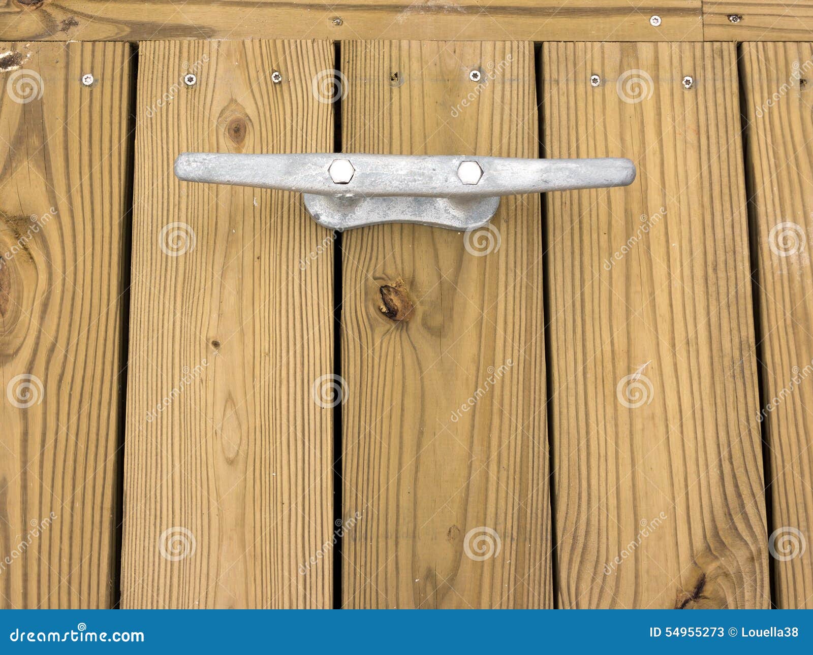 Pressure Treated Decking with Dock Cleat Stock Image - Image of ...