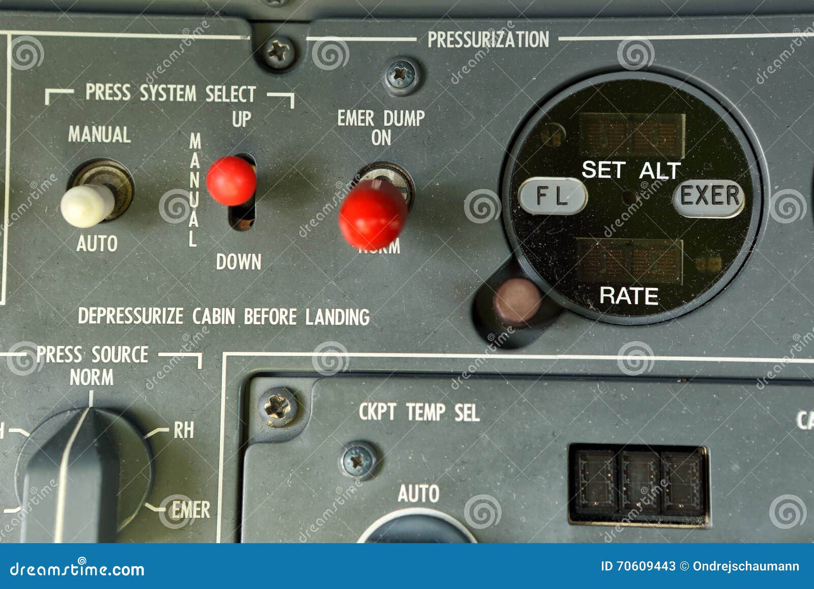 Pressurization Panel Detail Stock Image - Image of pressurization ...