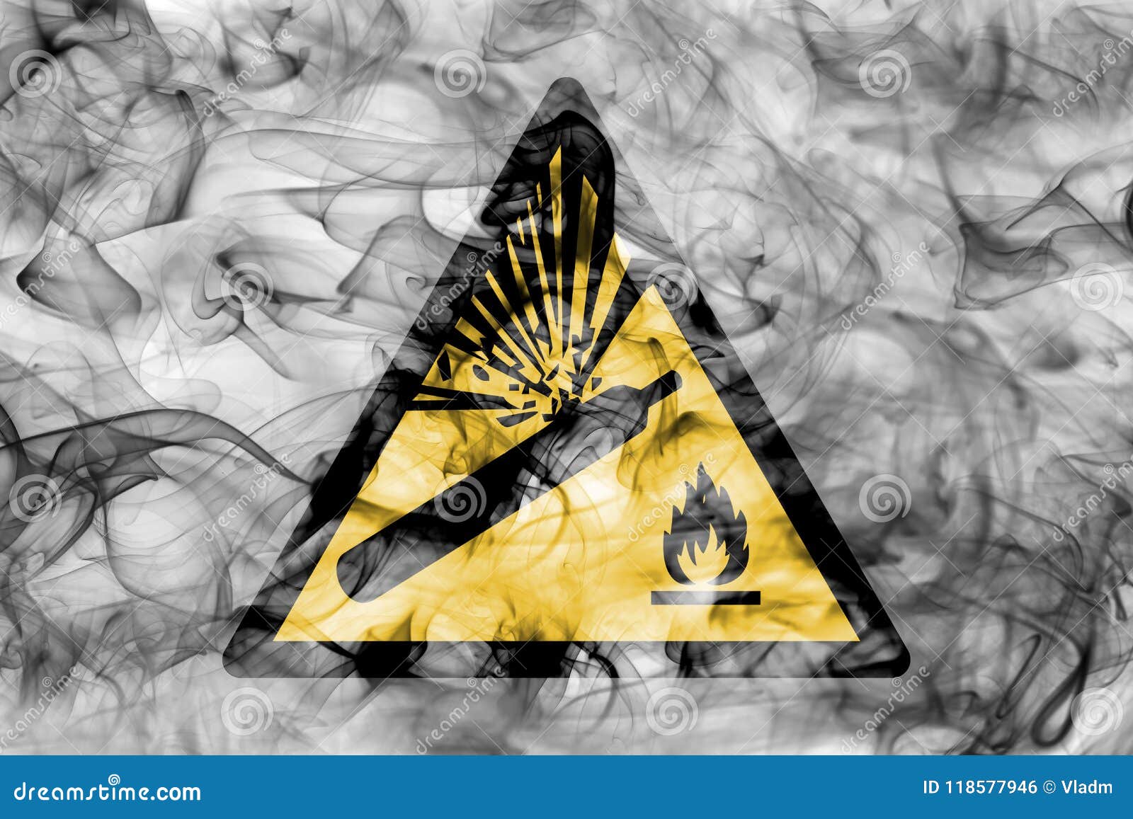 Pressurized Cylinders Hazard Warning Smoke Sign. Triangular Warn Stock ... Pressurized Cylinders Hazard Warning Smoke Sign. Triangular Warn Stock ...