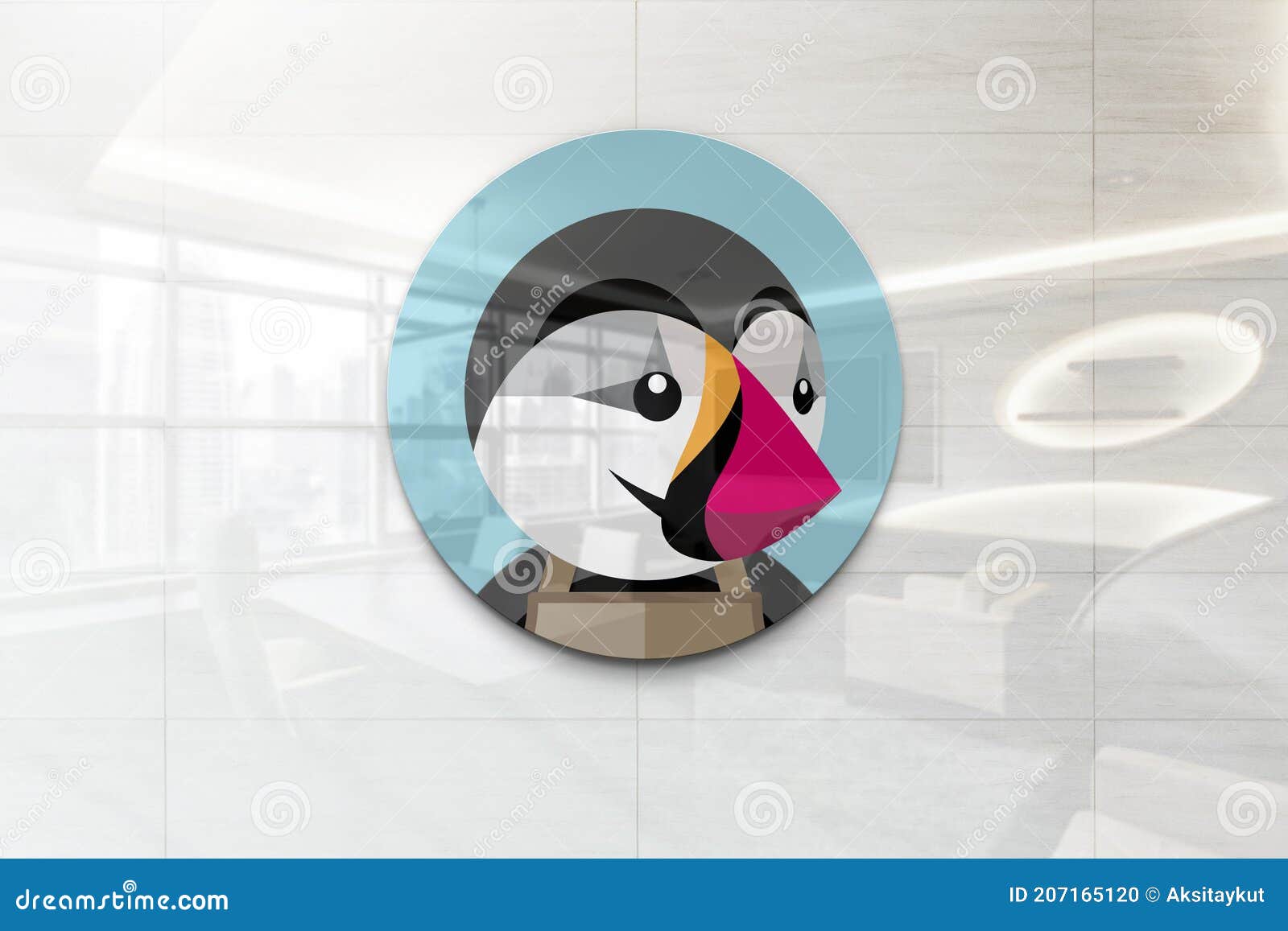 Prestashop On Glossy Office Wall Realistic Texture Editorial Image ...