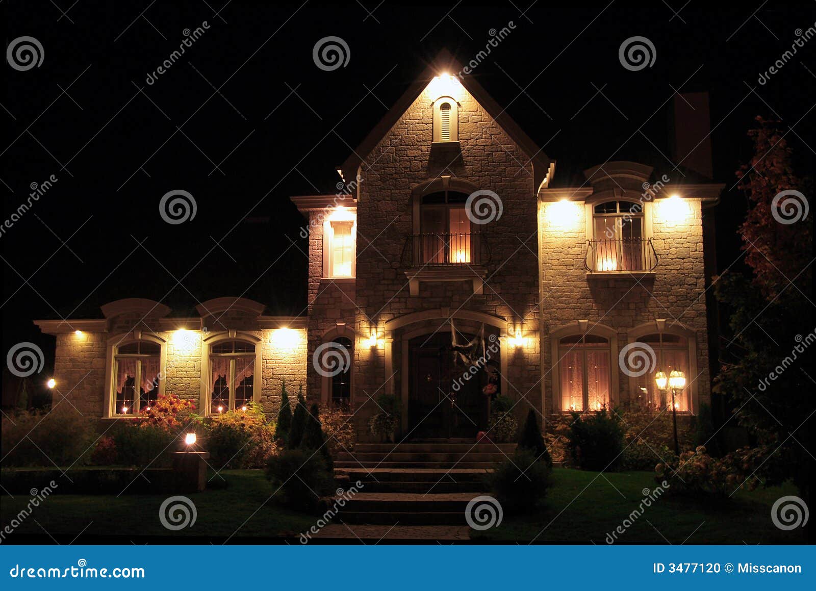 Prestige house at night stock photo. Image of mortgage - 3477120