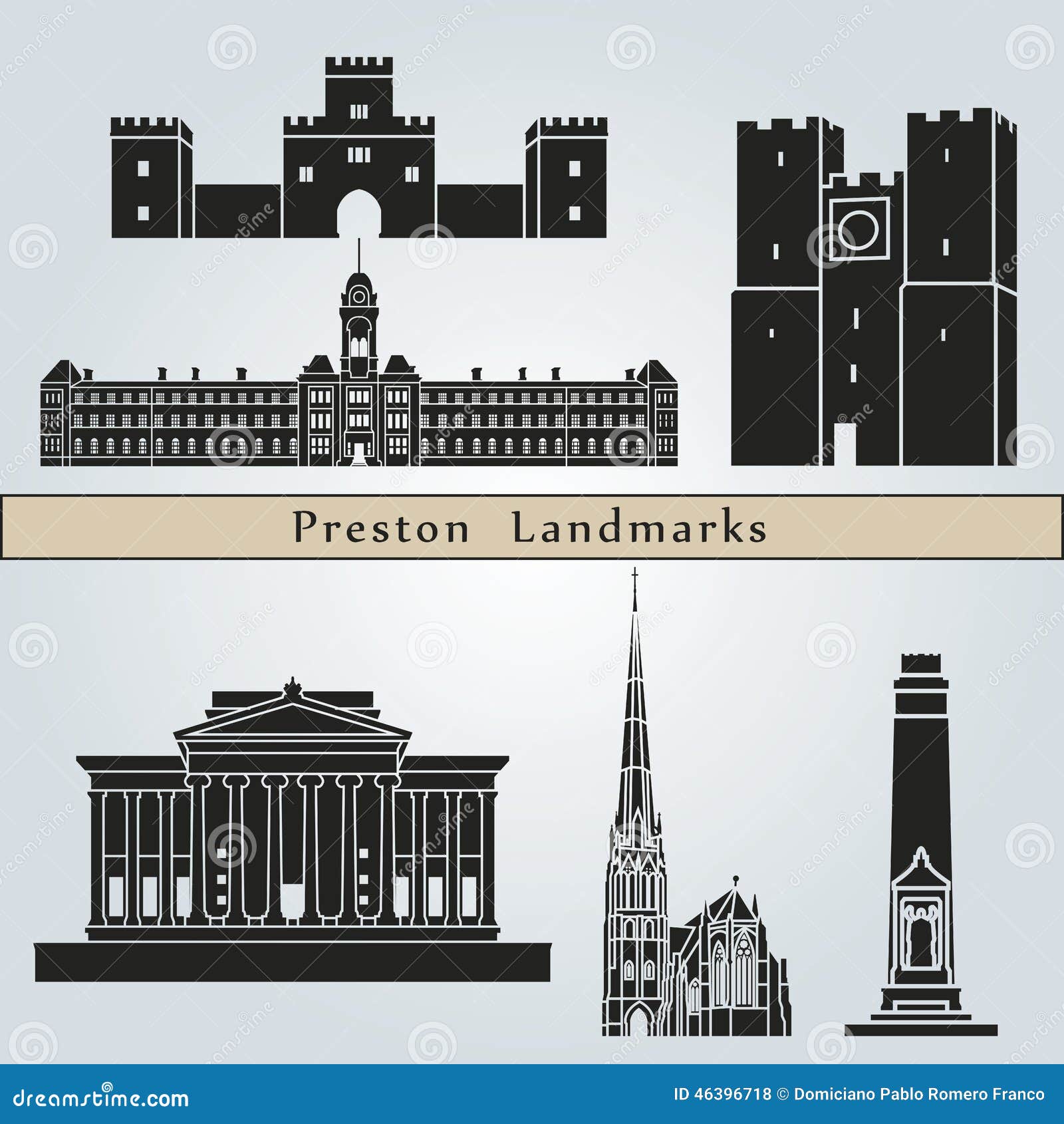 Preston Landmarks stock vector. Illustration of united - 46396718