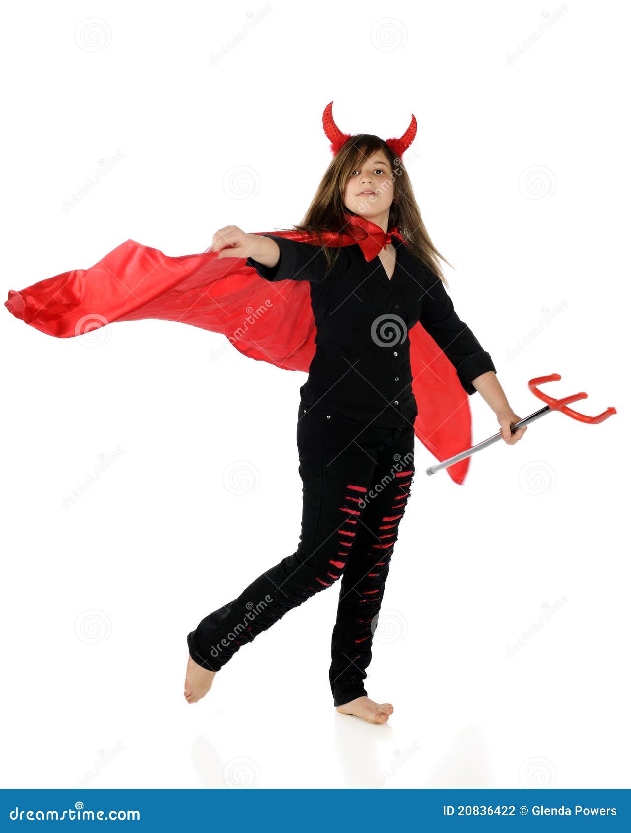 Preteen she-Devil stock photo. Image of pitchfork, white - 20836422