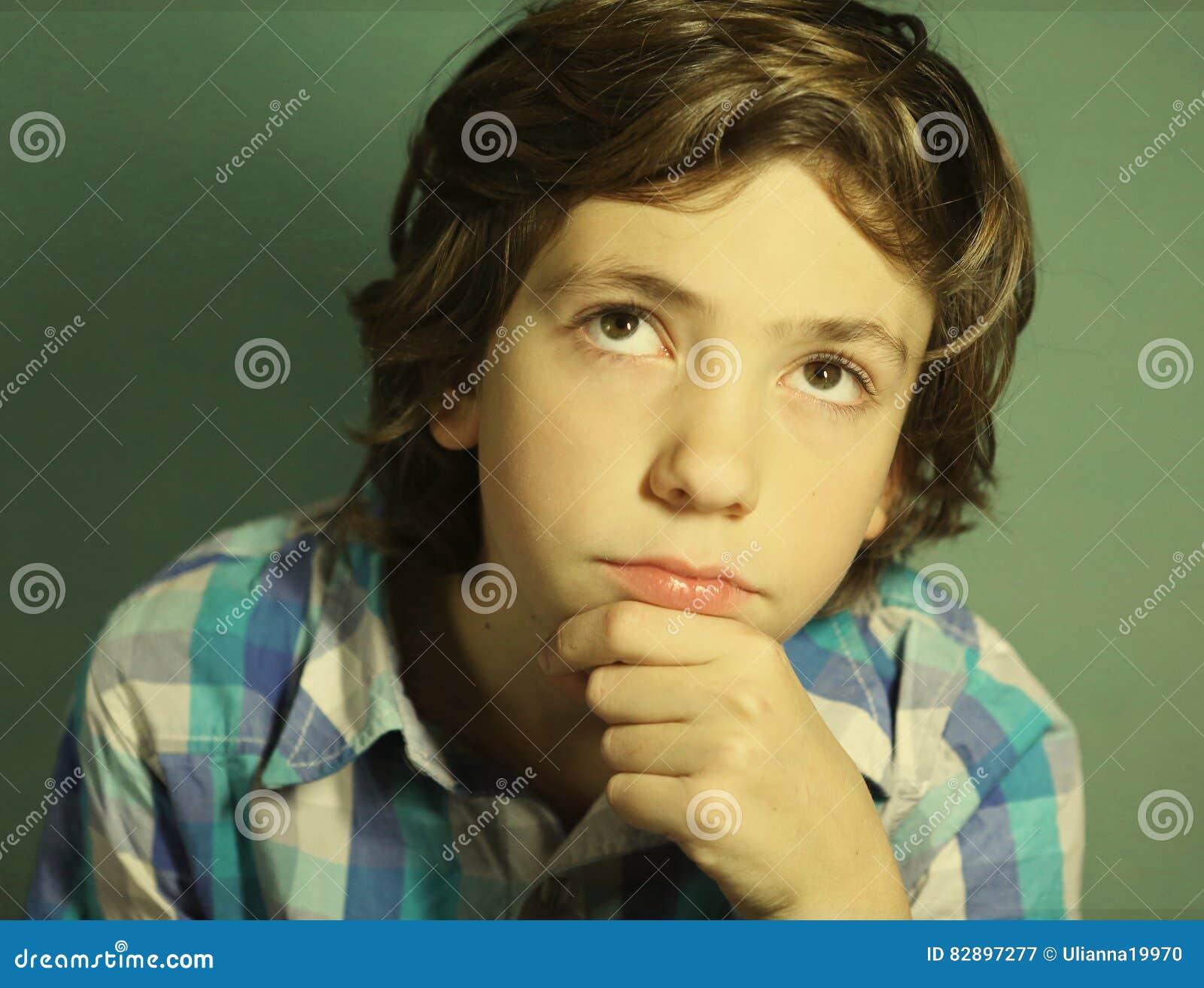 Preteen Handsome Boy Think Over Difficult Issue Stock Image - Image of ...