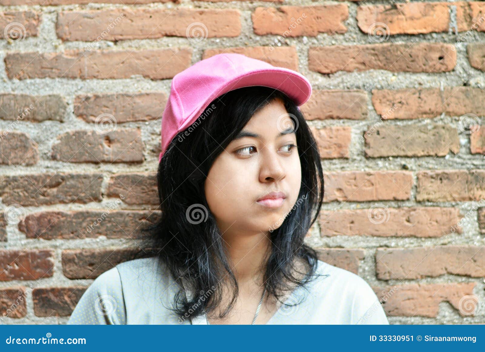 Pretentious Girl Over Brick Wall Stock Image - Image of insolent, cross ...