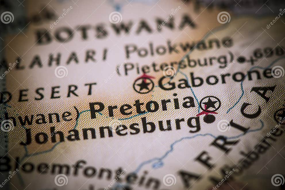 Pretoria no mapa foto de stock. Imagem de mapa, velho - 108454596