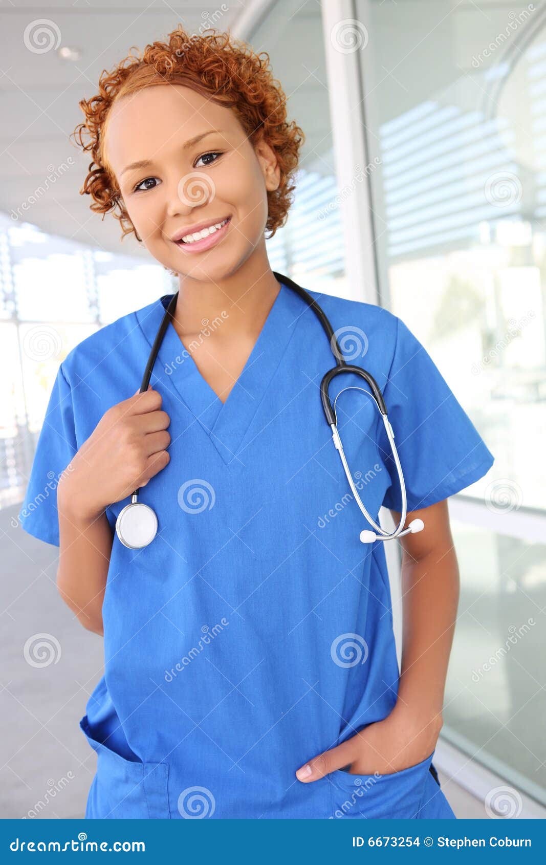 Pretty African Nurse at Hospital Stock Photo - Image of medical, doctor ...