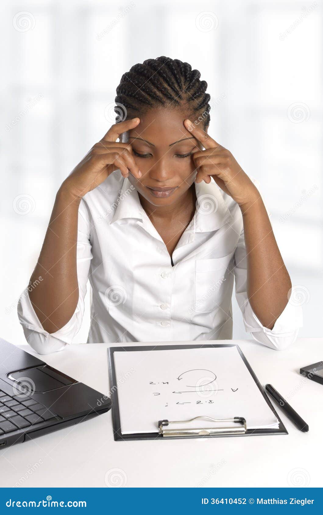 Pretty African Woman Thinking Stock Photo - Image of relaxation, belief ...