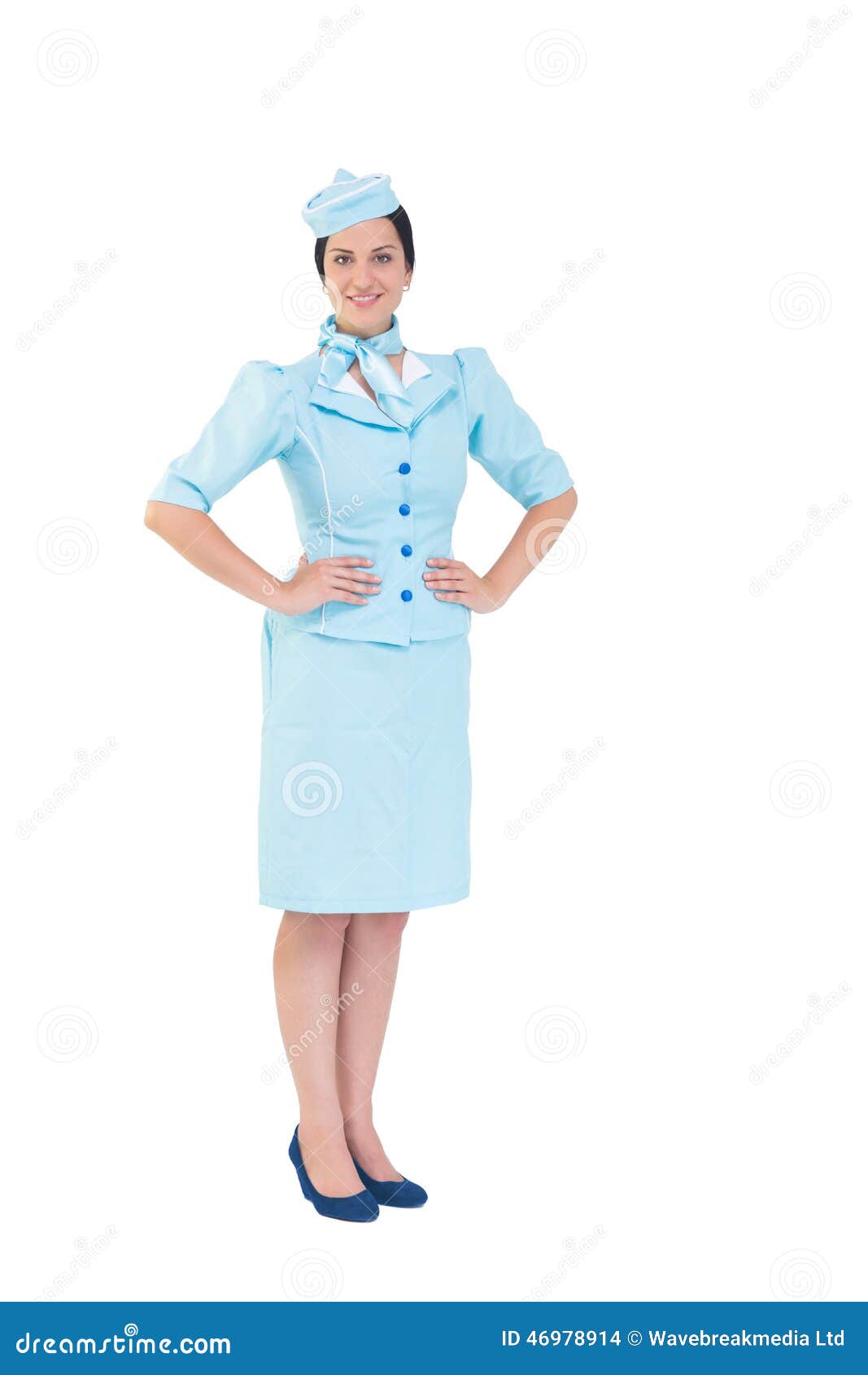 Pretty Air Hostess Smiling at Camera Stock Photo - Image of full ...