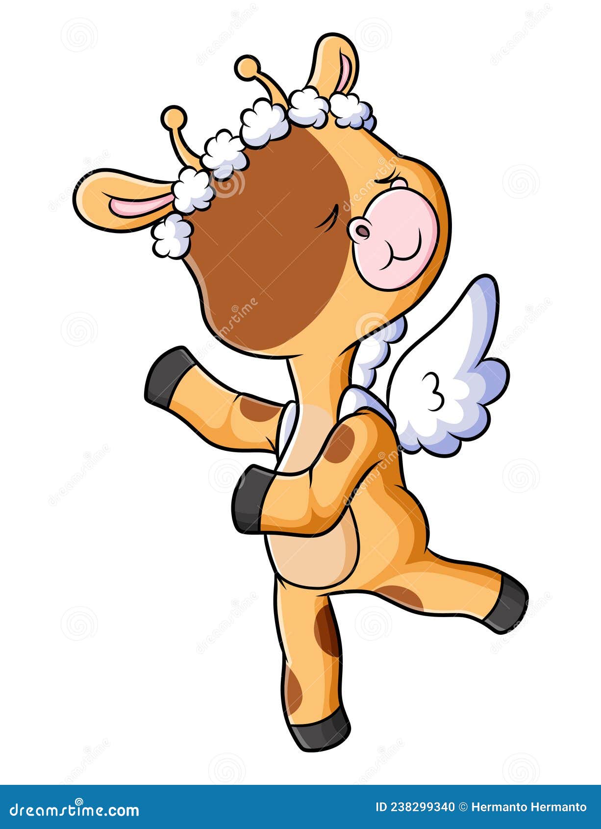The Pretty Angel Giraffe is Dancing with the White Crown Stock Vector ...