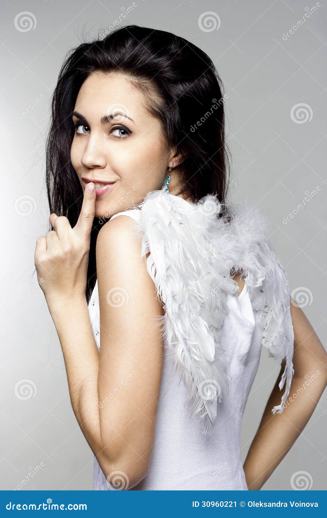 Pretty Angel Making Silent Gesture Stock Image - Image of sensuality ...