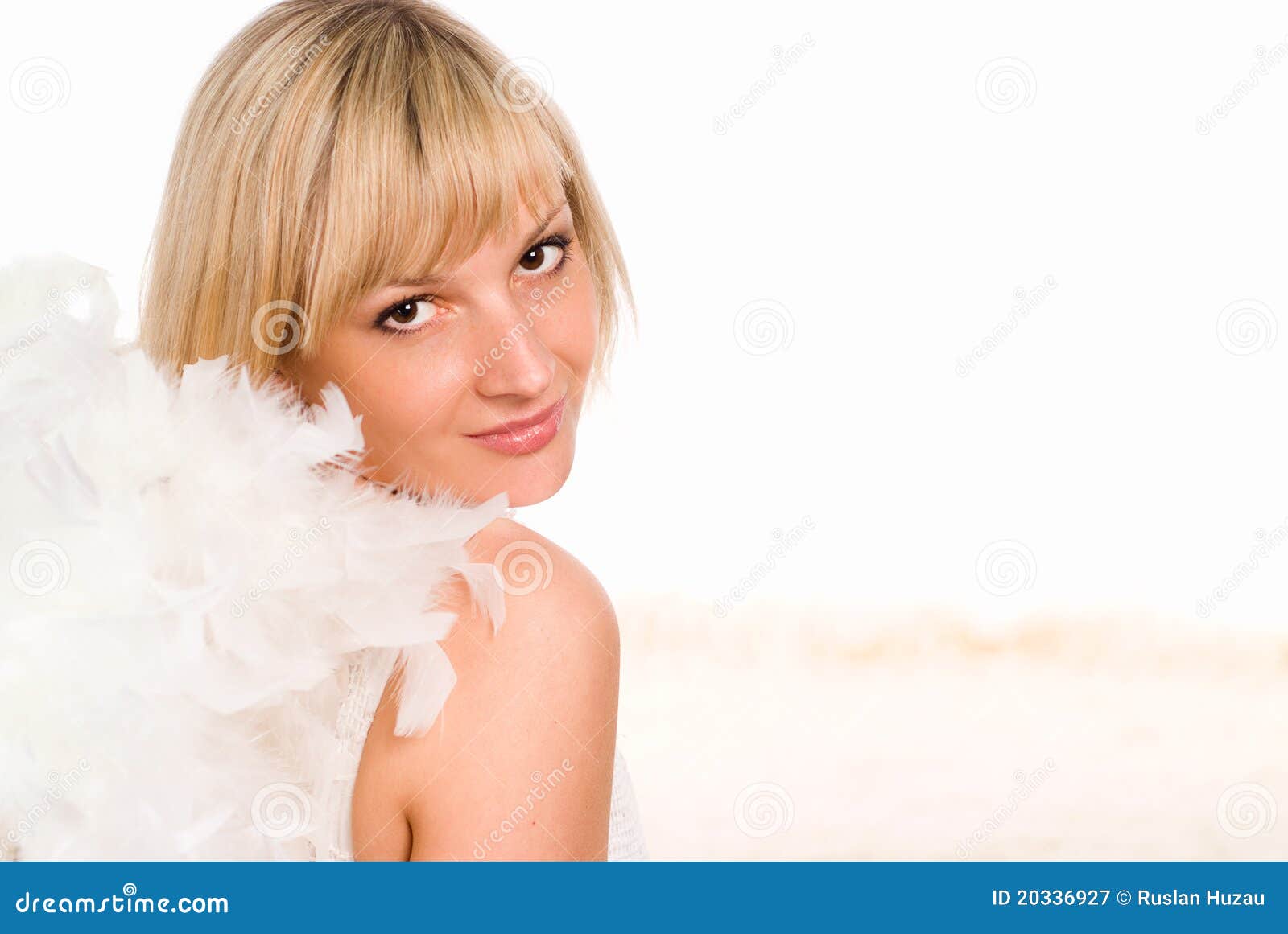 Pretty angel on white stock image. Image of beautiful - 20336927