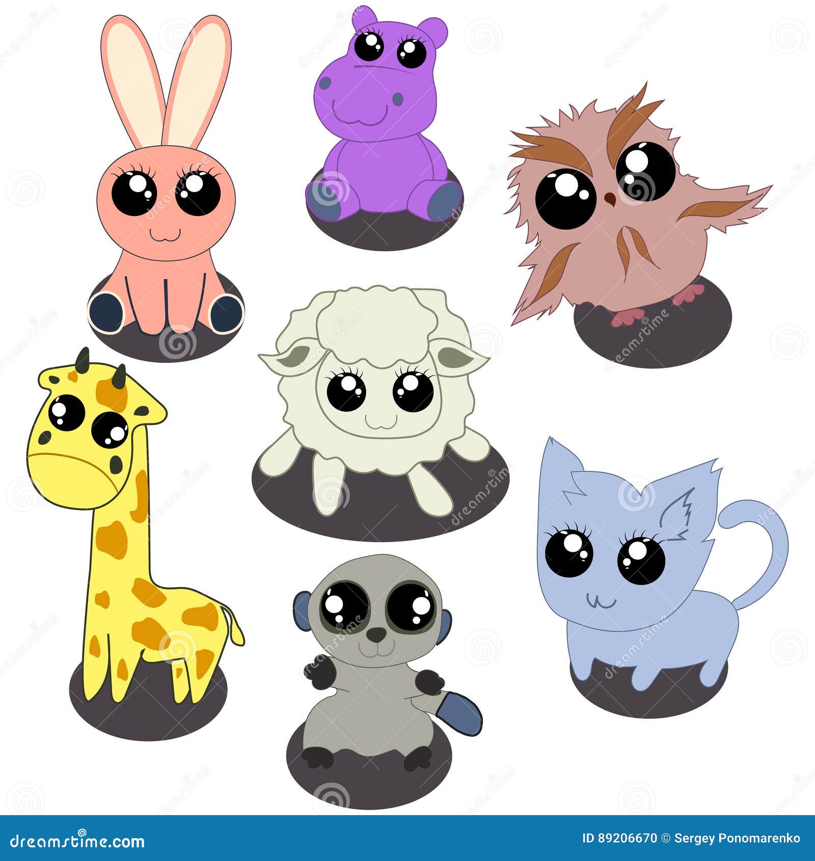 Pretty animals stock vector. Illustration of adorable - 89206670