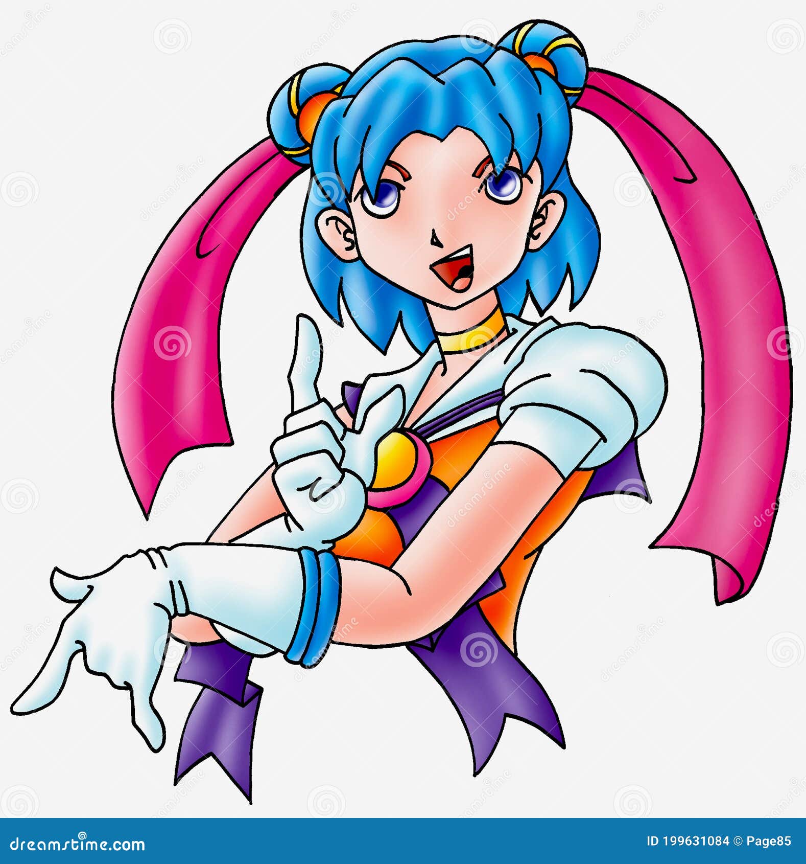 Pretty anime girl stock illustration. Illustration of anime - 199631084