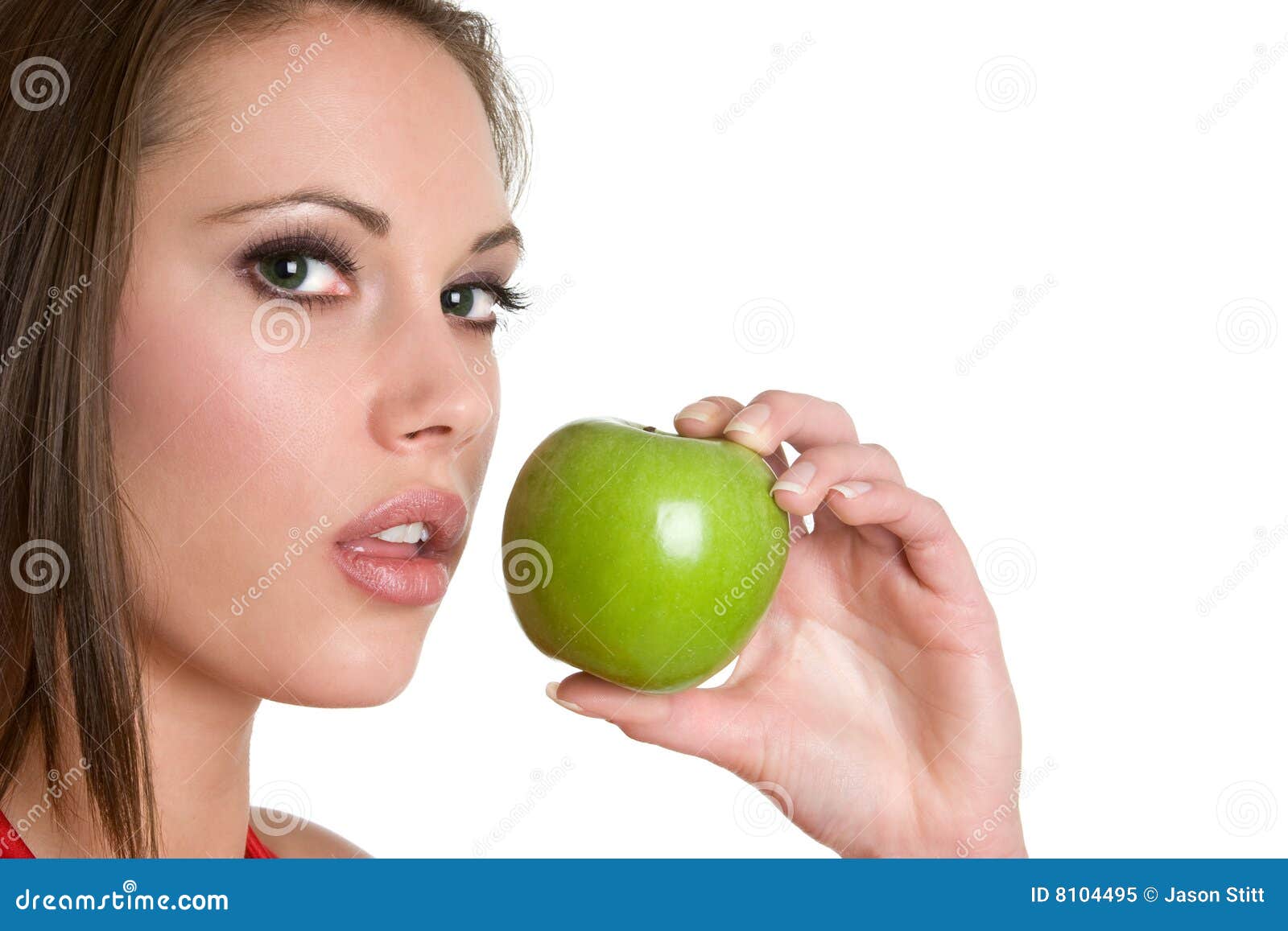 Pretty Apple Woman stock image. Image of biting, bite - 8104495