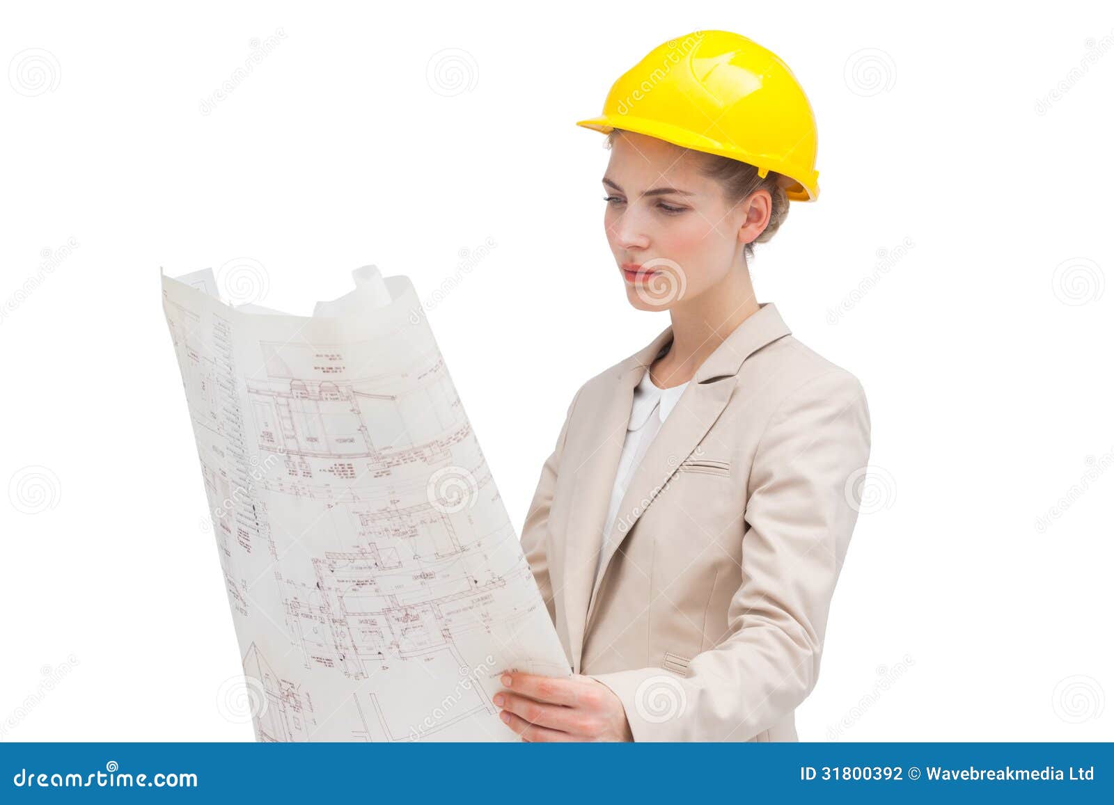 Pretty Architect Examining Construction Plan Stock Photo - Image of ...