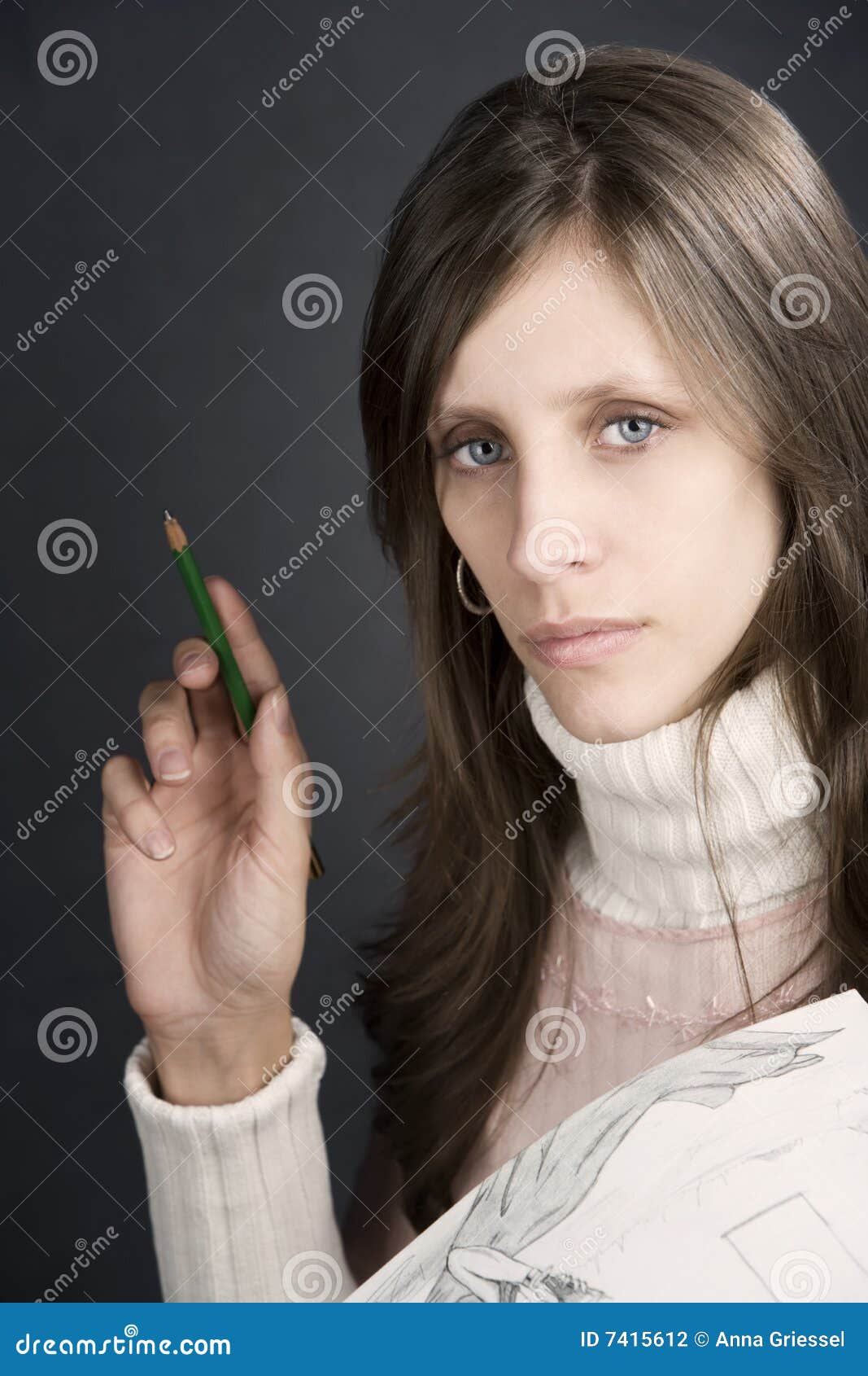 Pretty Artist stock photo. Image of closeup, pencil, female - 7415612