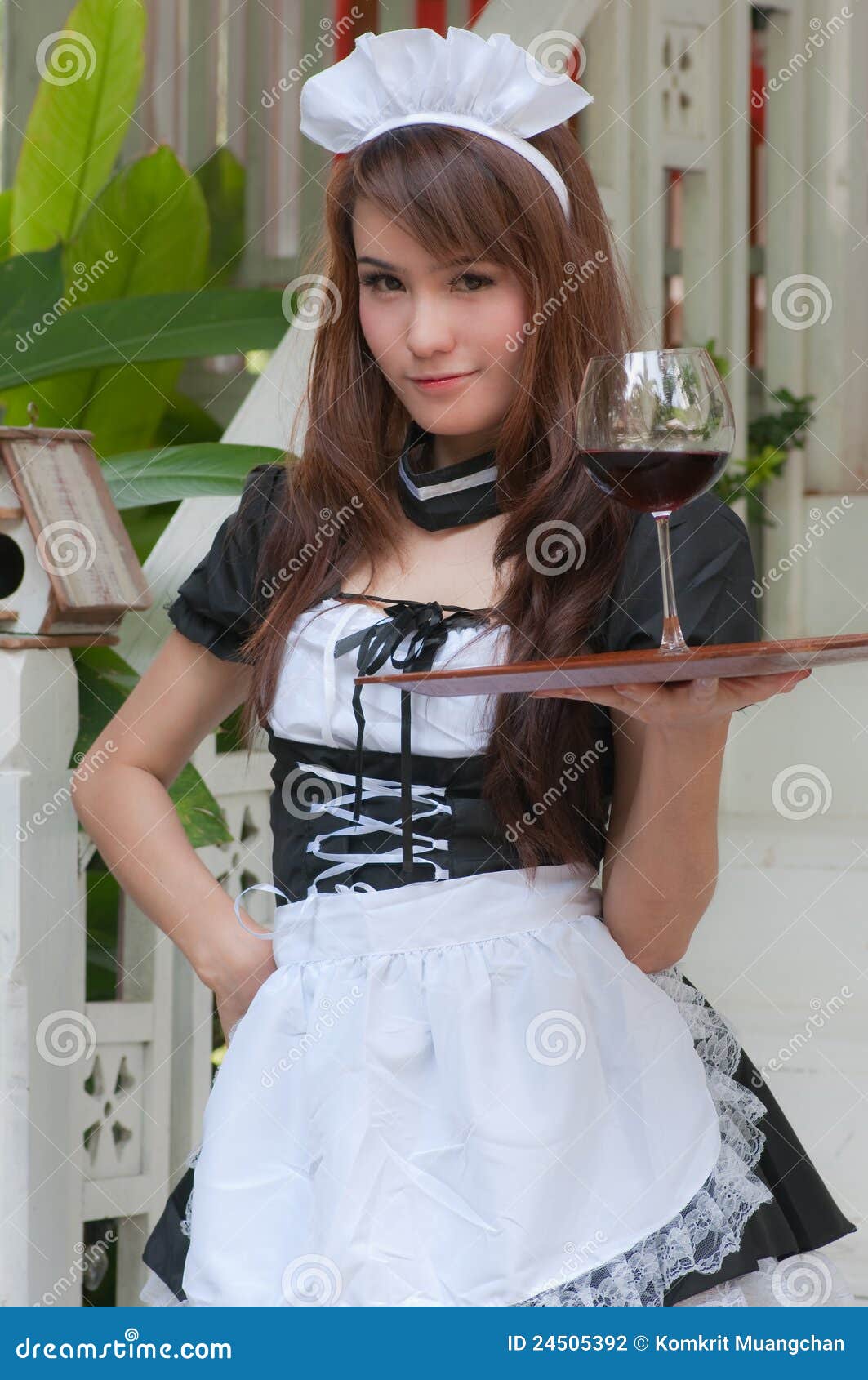 Pretty asian waitress stock photo. Image of party, holding - 24505392