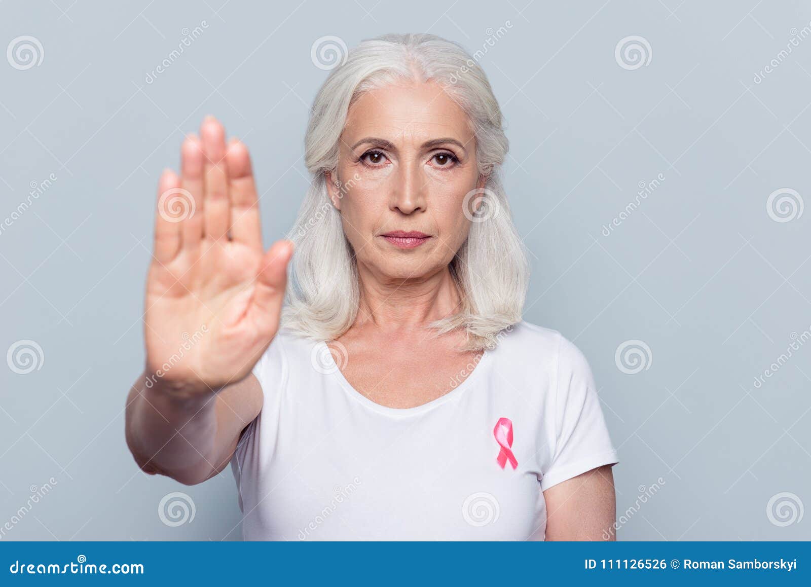 Pretty Attractive Nice Woman With Breast Cancer Awareness Pink Stock