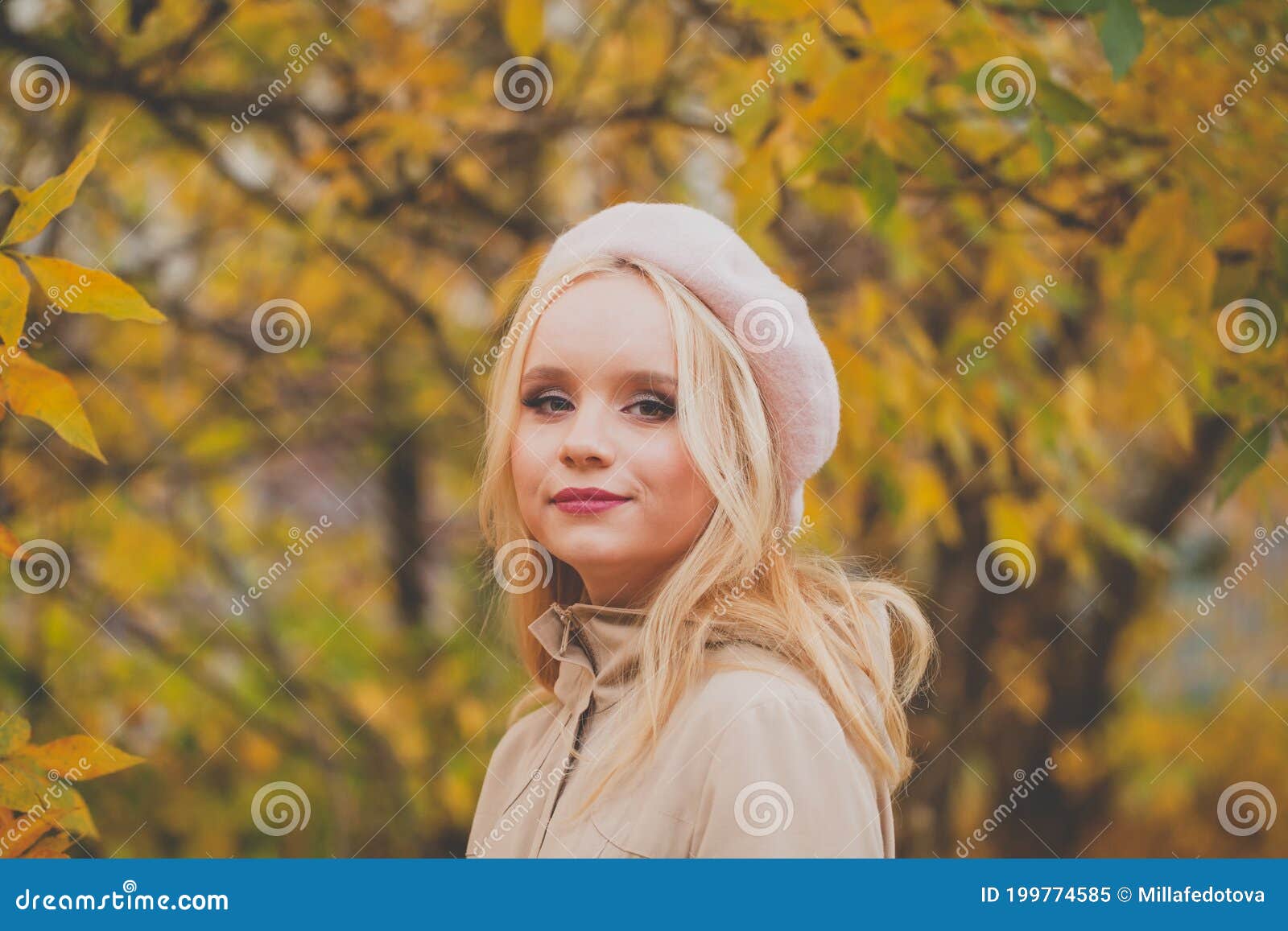 Pretty Autumn Woman on Fall Nature Background Stock Image - Image of ...