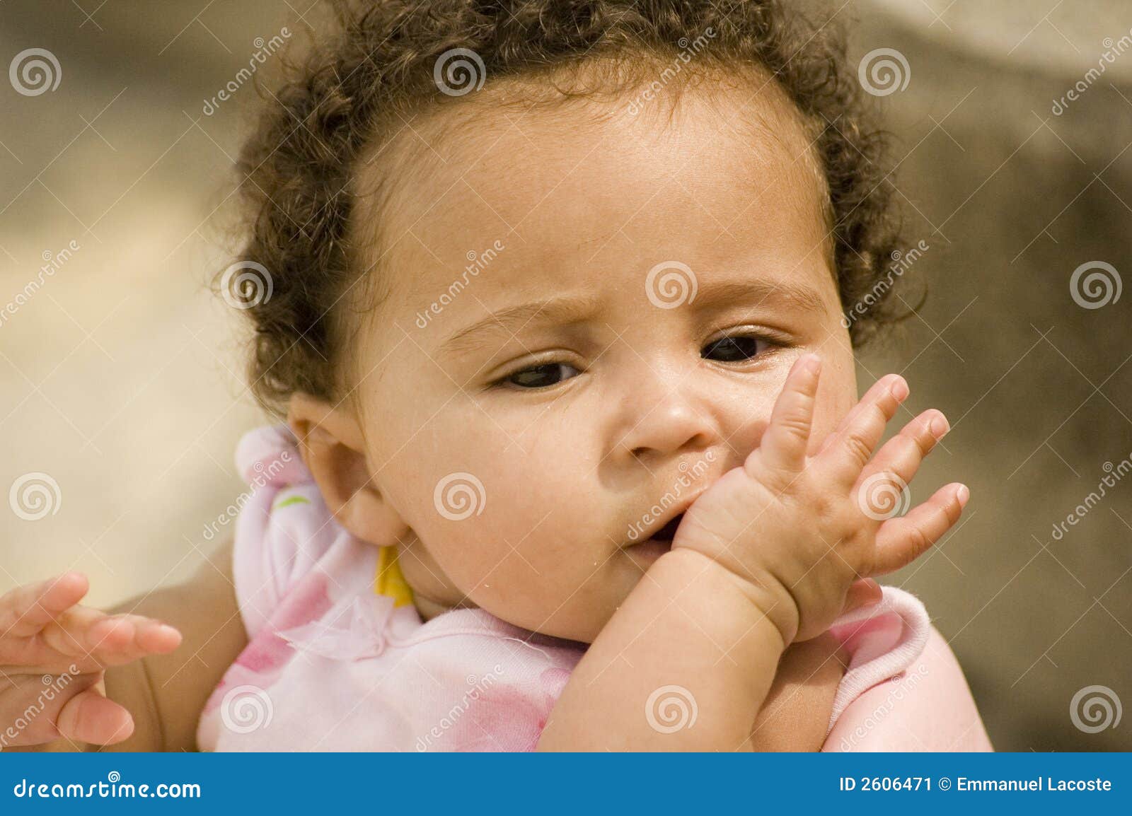 Pretty Baby with Hand at Mouth Stock Image - Image of portrait, infant ...
