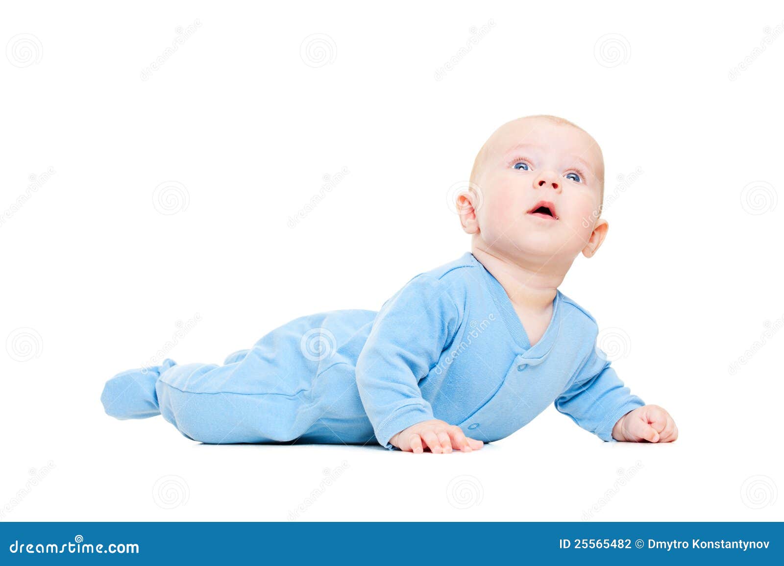 Pretty Baby Lying on Floor and Looking Up Stock Photo - Image of ...