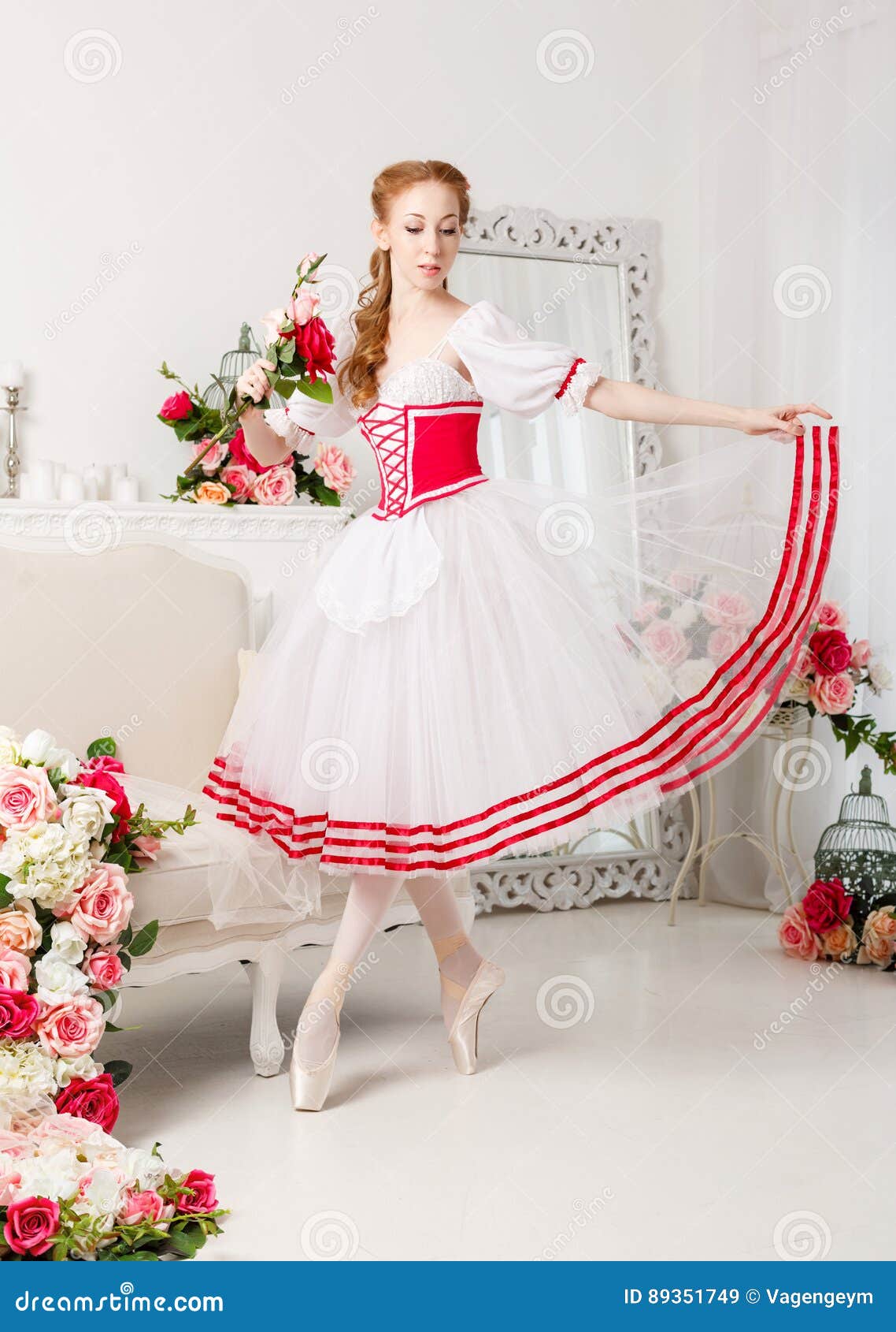 Pretty Ballerina Holding Flowers Stock Image Image Of Action Dancer