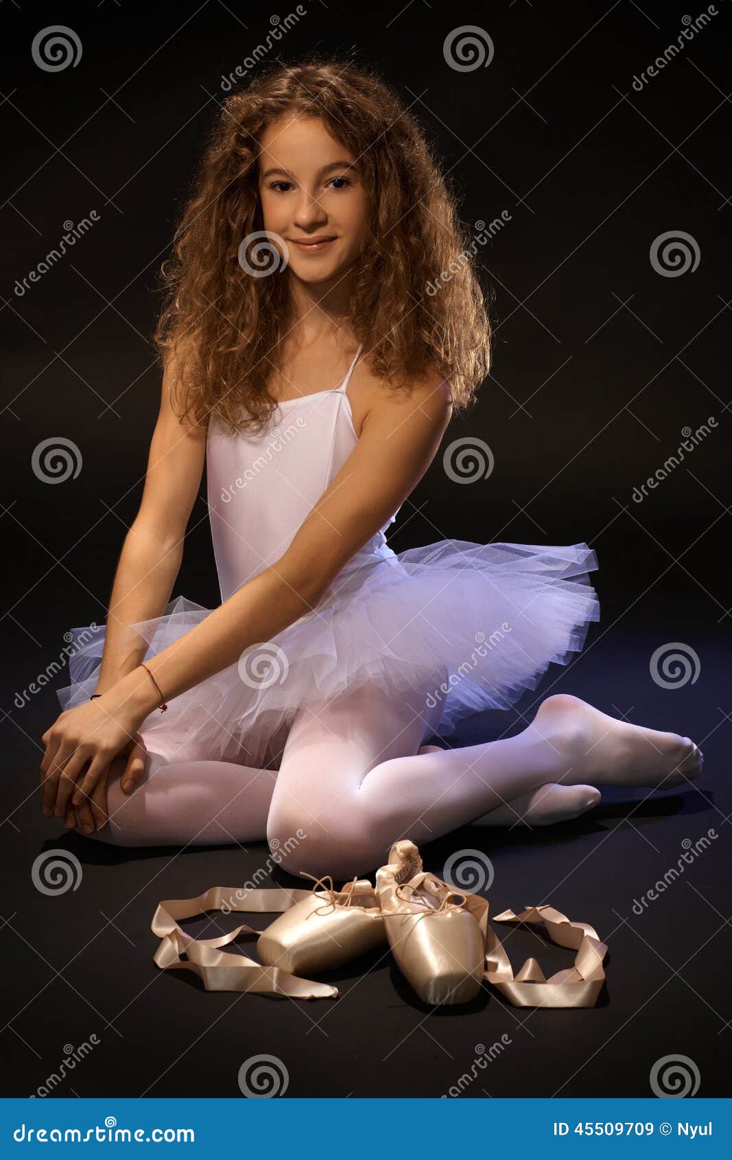 Pretty Ballet Student Smiling Stock Image - Image of black, costume ...