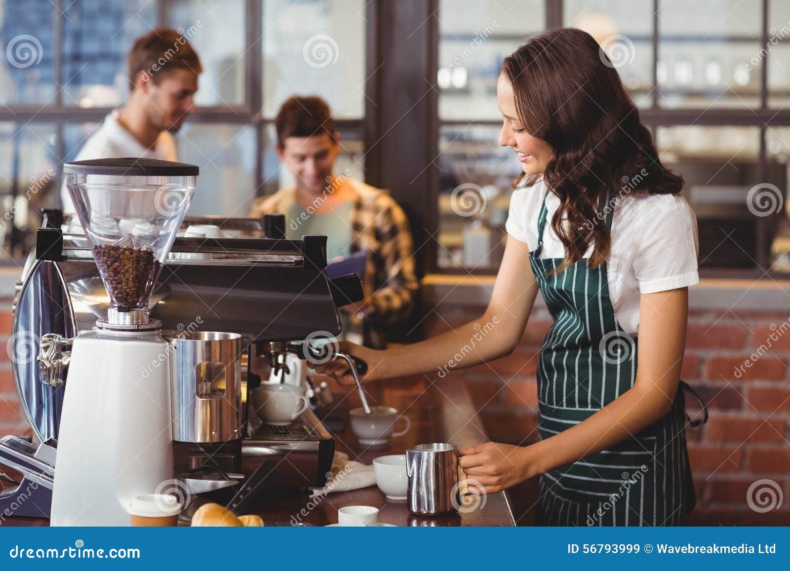 Pretty Barista Making a Cup of Coffee Stock Image - Image of employed ...