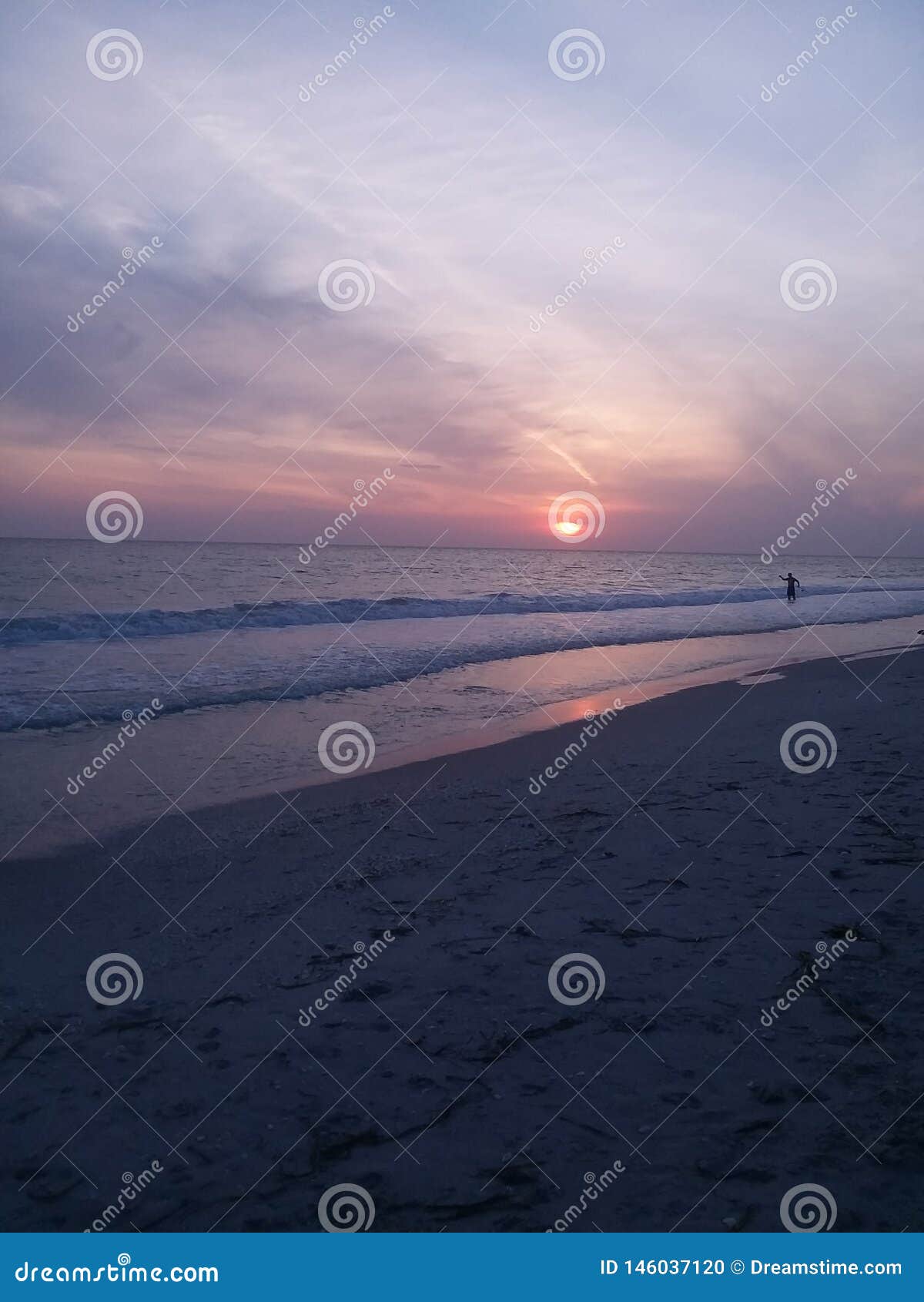 Pretty Beach Sunset stock photo. Image of water, beach - 146037120