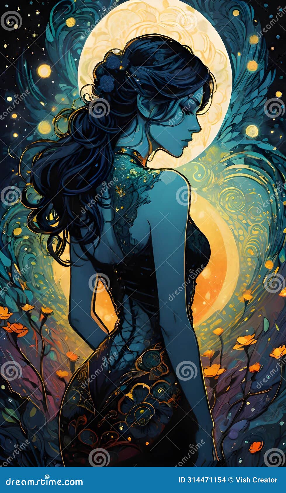 Pretty and Beautiful Girl Back View Ai Generated Stock Illustration ...