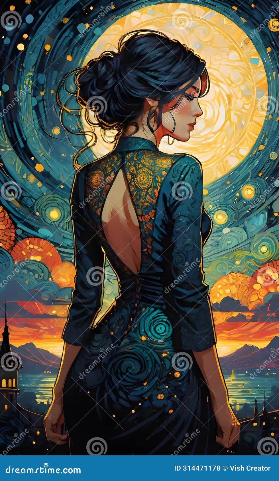 Pretty and Beautiful Girl Back View Ai Generated Stock Illustration ...