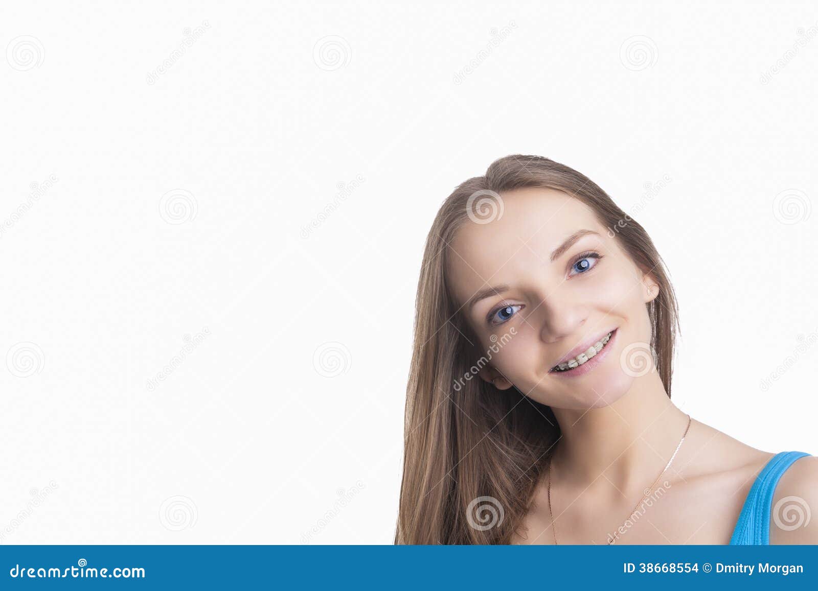 Pretty Blond Girl with Brackets on Her Teeth Stock Photo - Image of ...