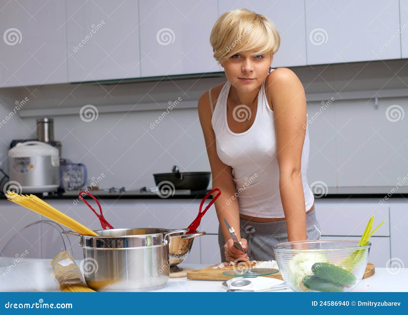 Girl C Cup Of Tea In The Kitchen Stock Photography | CartoonDealer.com ...