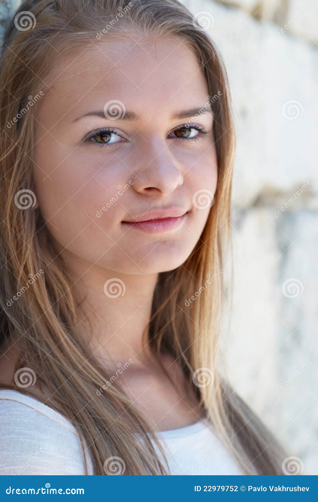 Pretty blond girl outdoors stock photo. Image of face - 22979752