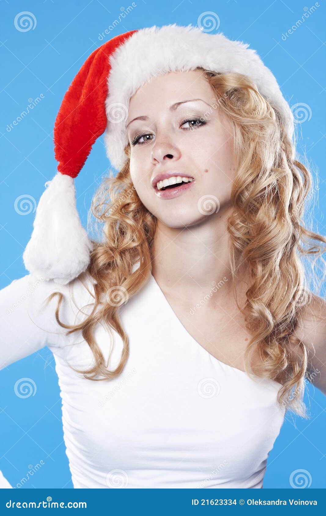 Pretty blond Santa girl stock photo. Image of funny, claus - 21623334