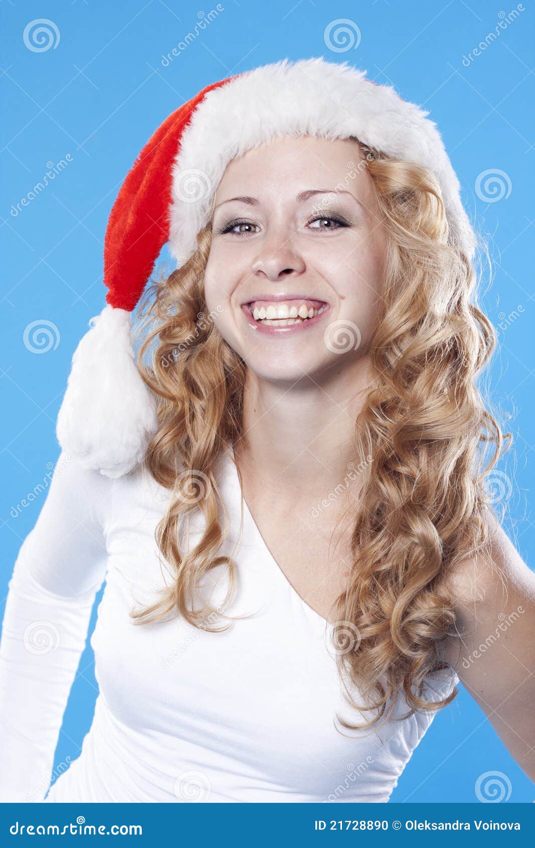 Pretty blond Santa girl stock photo. Image of nice, winter - 21728890