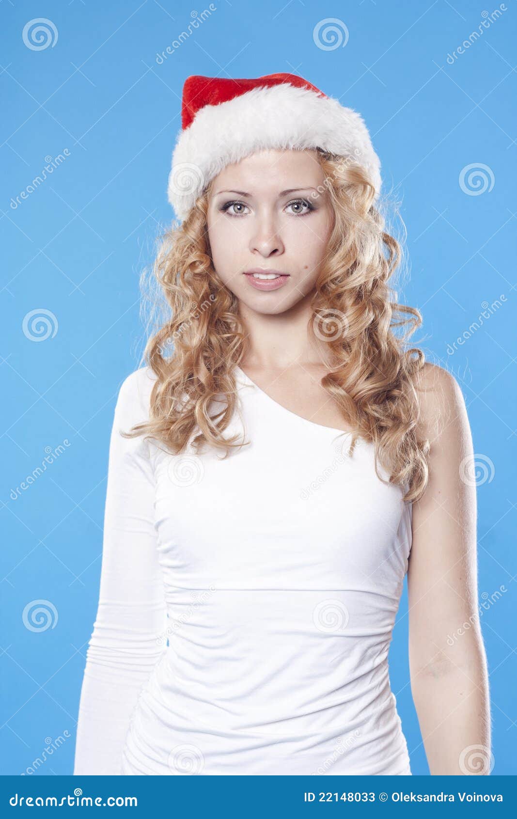 Pretty blond Santa girl stock image. Image of blue, santa - 22148033