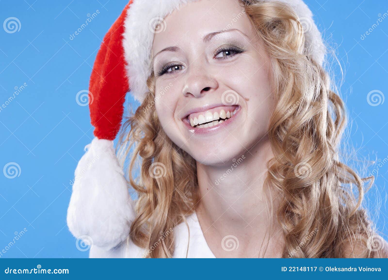 Pretty blond Santa girl stock image. Image of happiness - 22148117