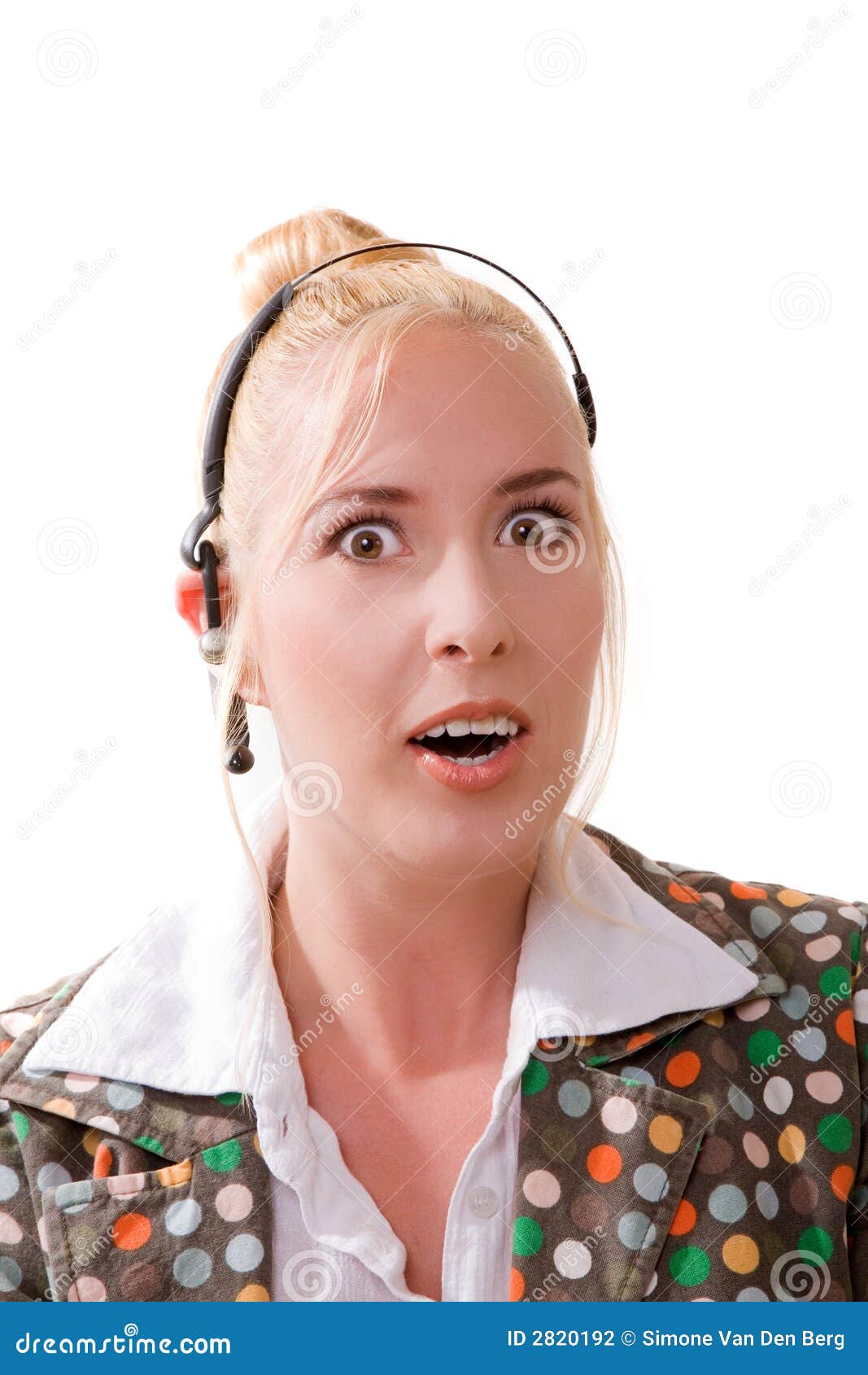 Pretty Blond Woman in Shock Stock Photo - Image of shock, telemarketeer ...