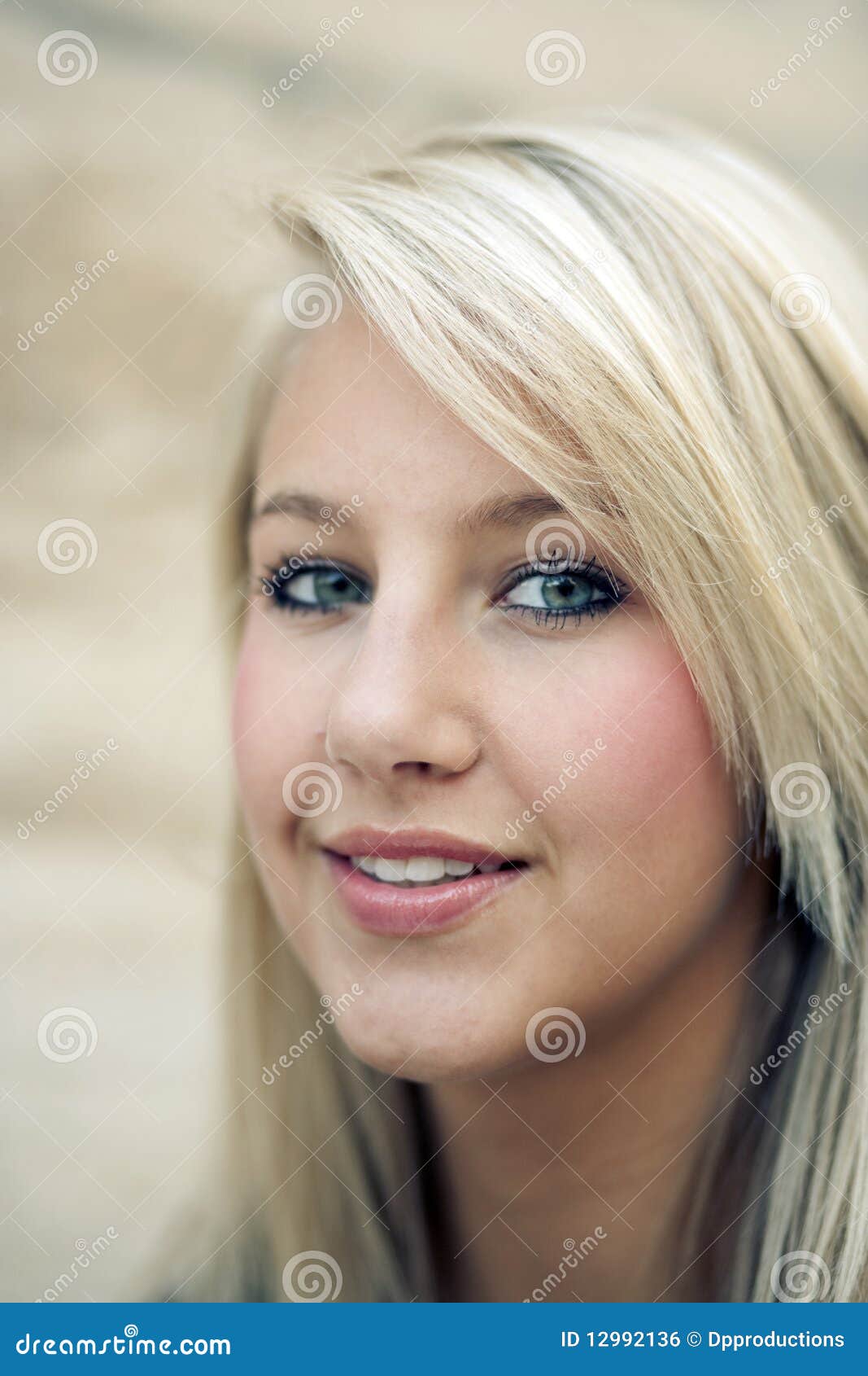 Pretty Blond Woman Smiling stock photo. Image of selective - 12992136