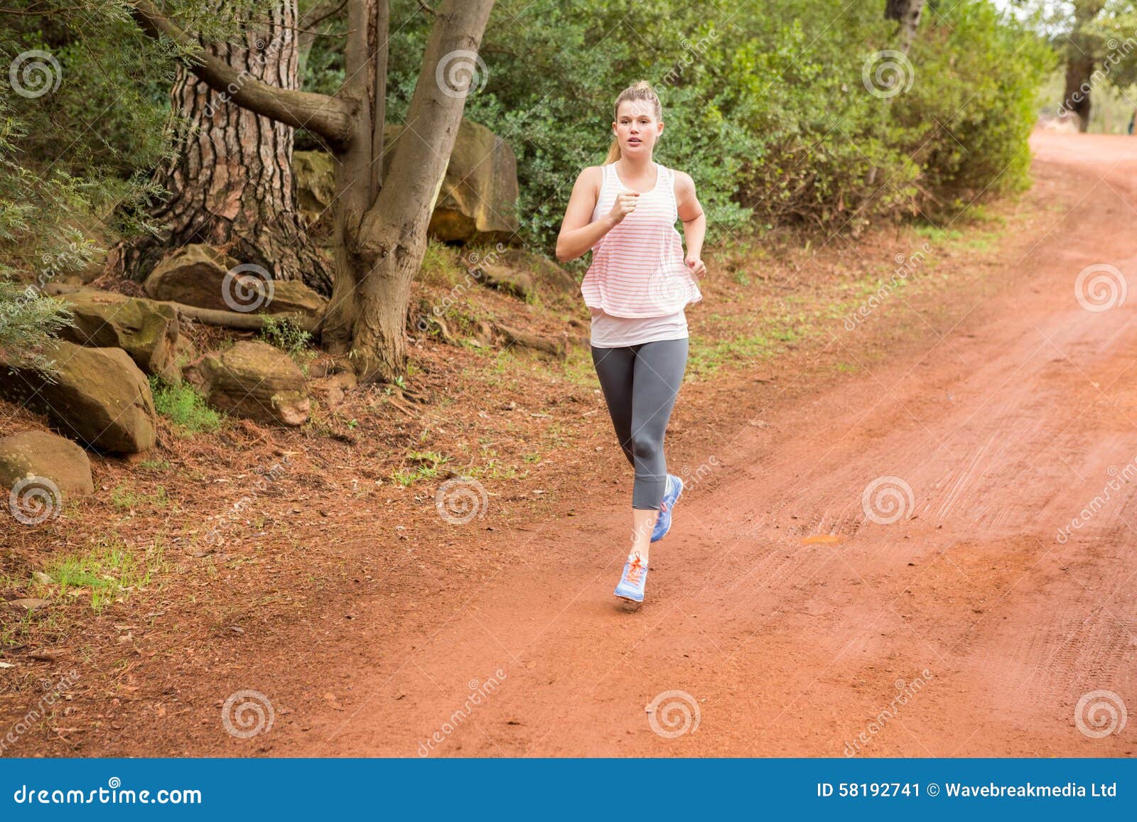 Pretty Blonde Athlete Jogging Stock Image - Image of outdoors, body ...