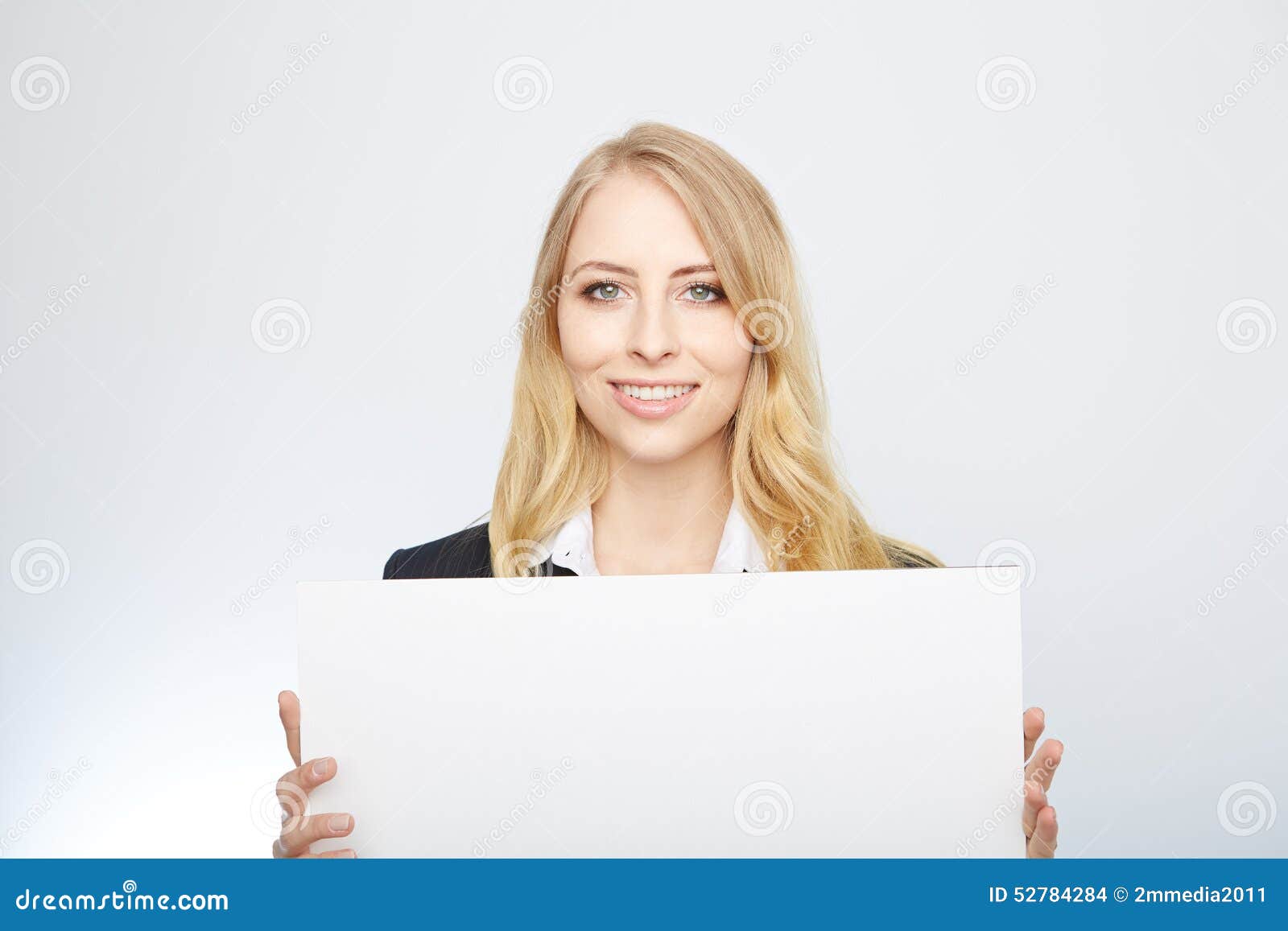 Pretty Blonde Girl with a Blank Presentation Board Stock Photo - Image ...