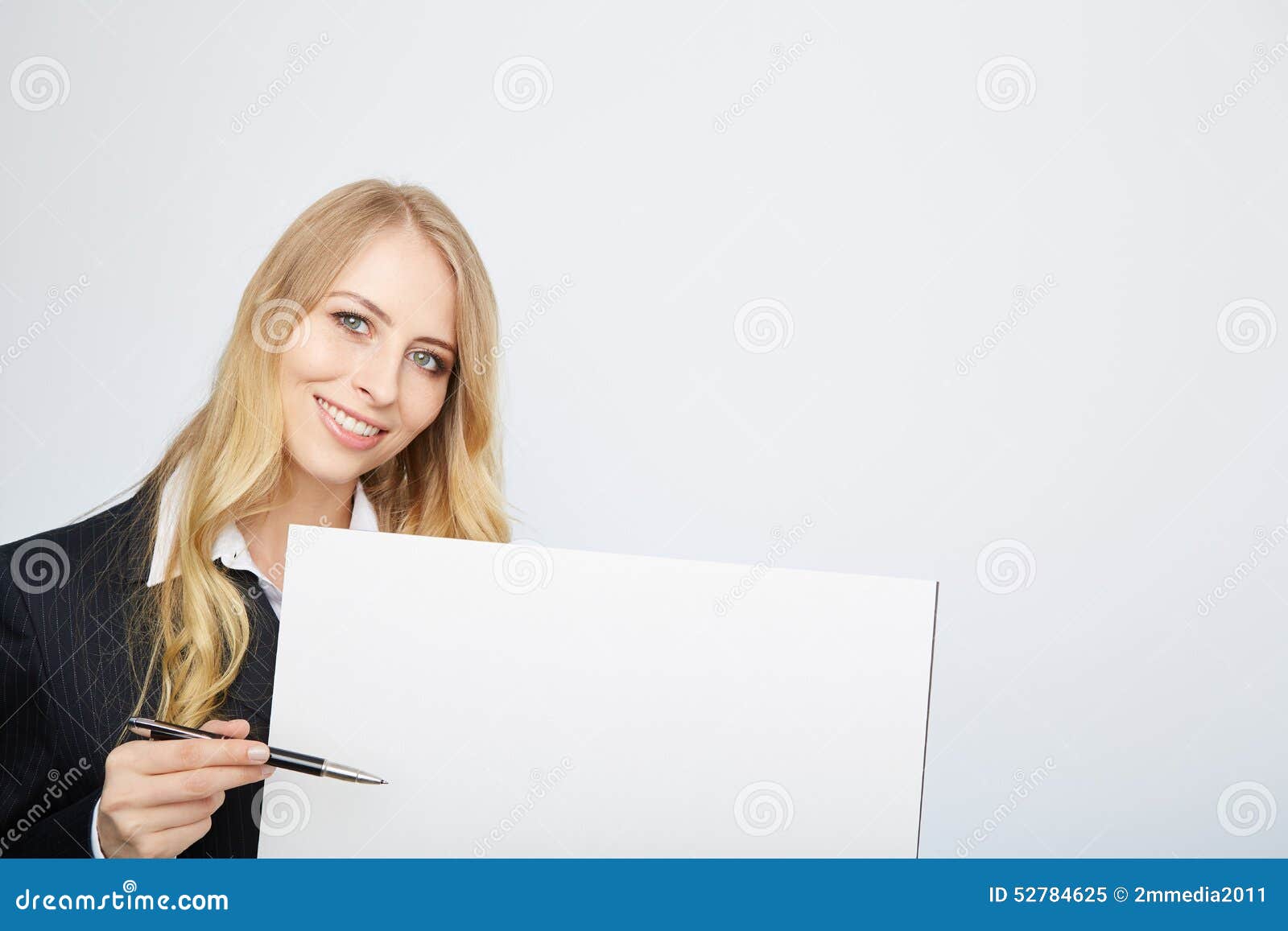 Pretty Blonde Girl with a Blank Presentation Board Stock Image - Image ...