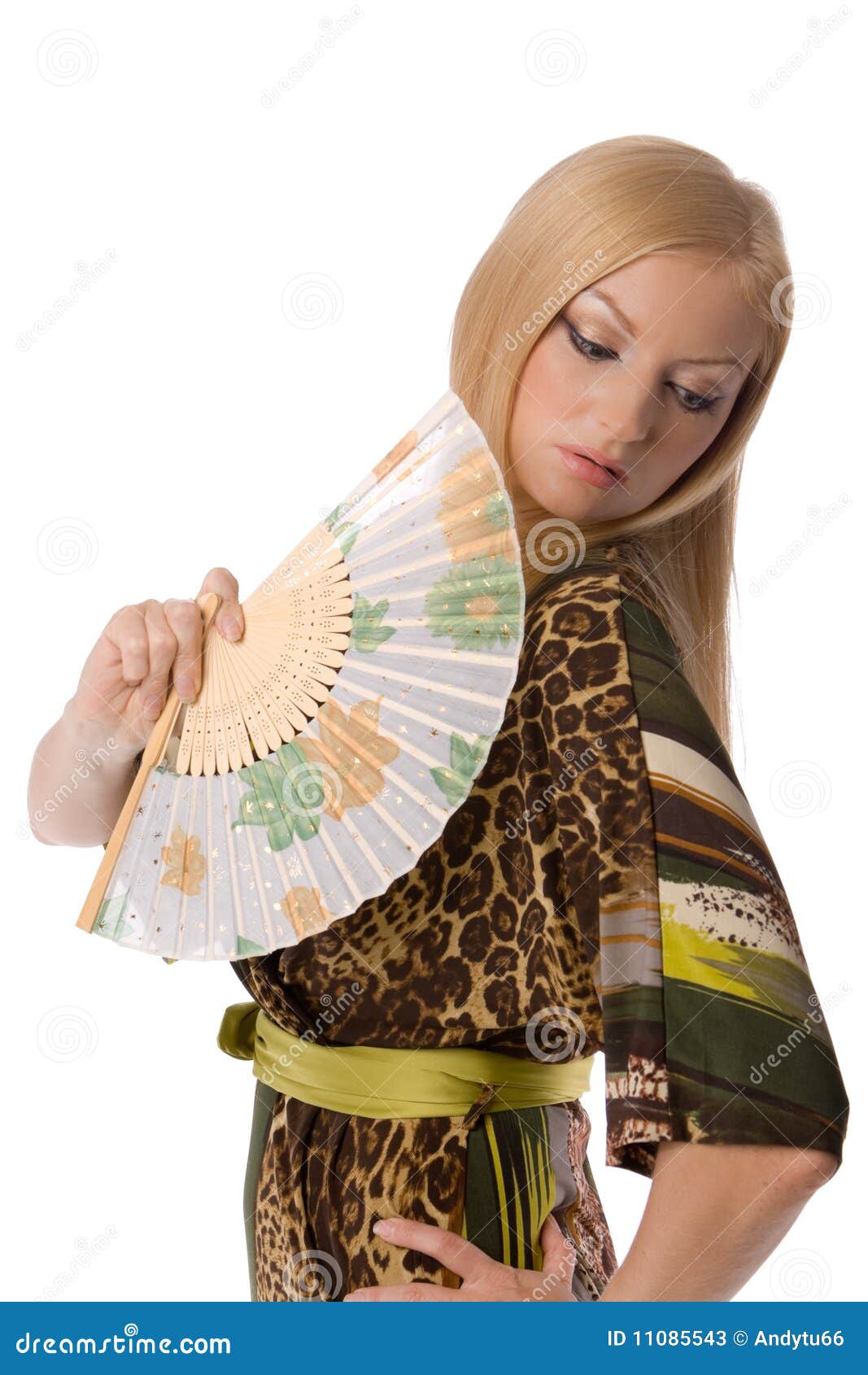Pretty Blonde with a Hand Fan Stock Image - Image of model, single ...